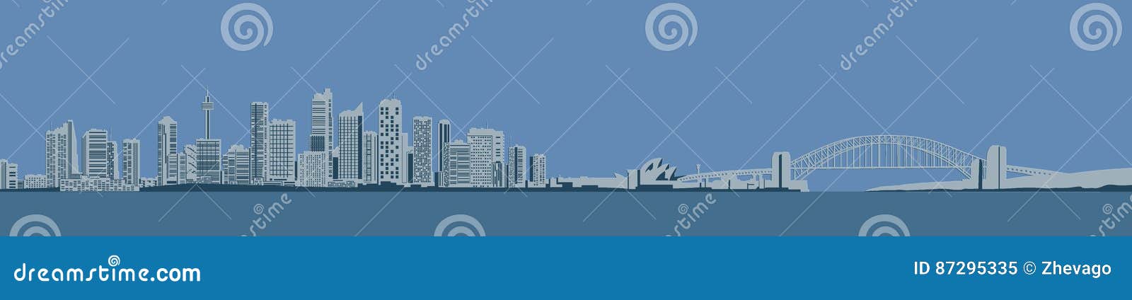 Big city and the ocean. stock vector. Illustration of travel - 87295335