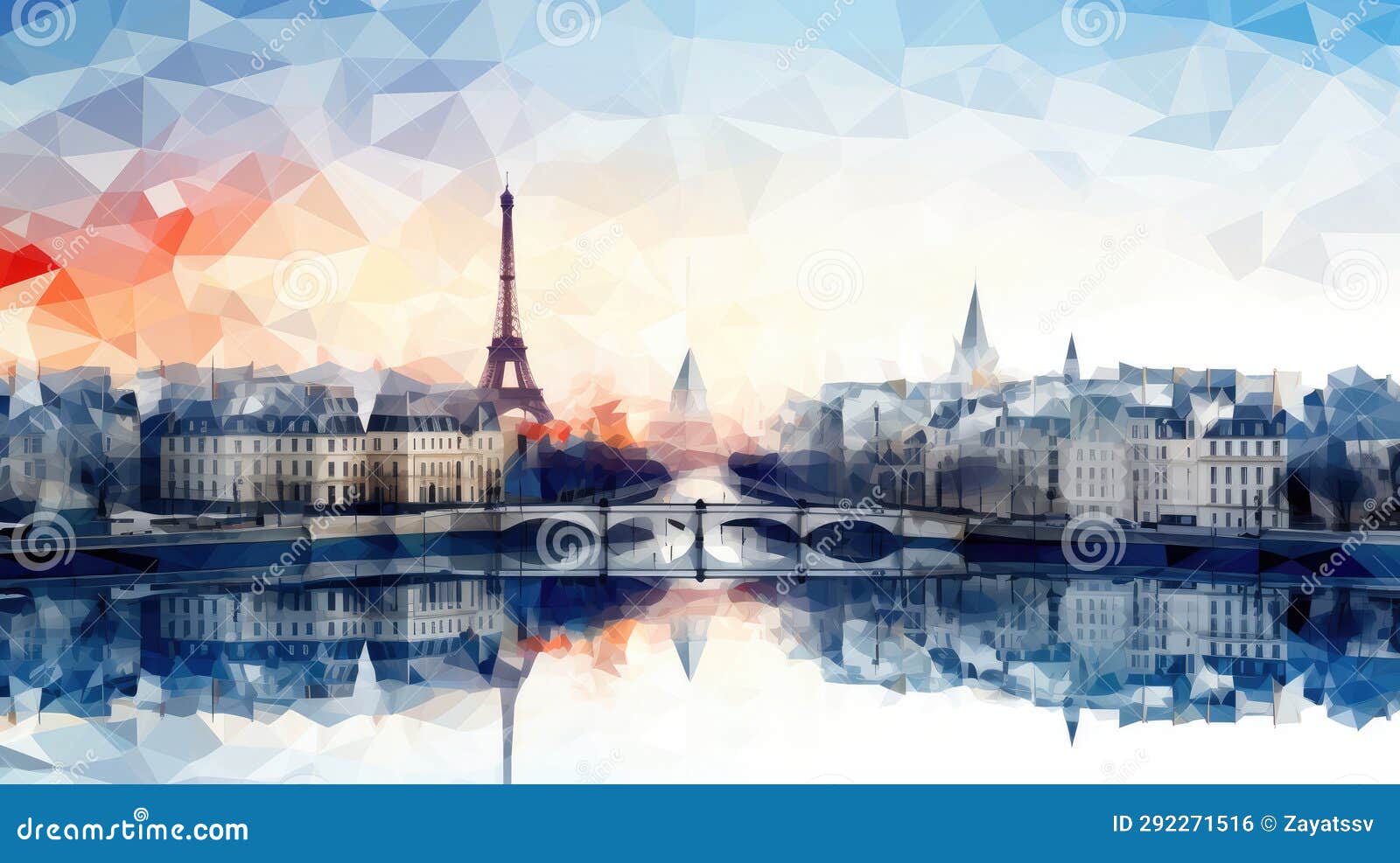 Big City Skyline Colorful Poster on Beautiful Triangular Texture ...