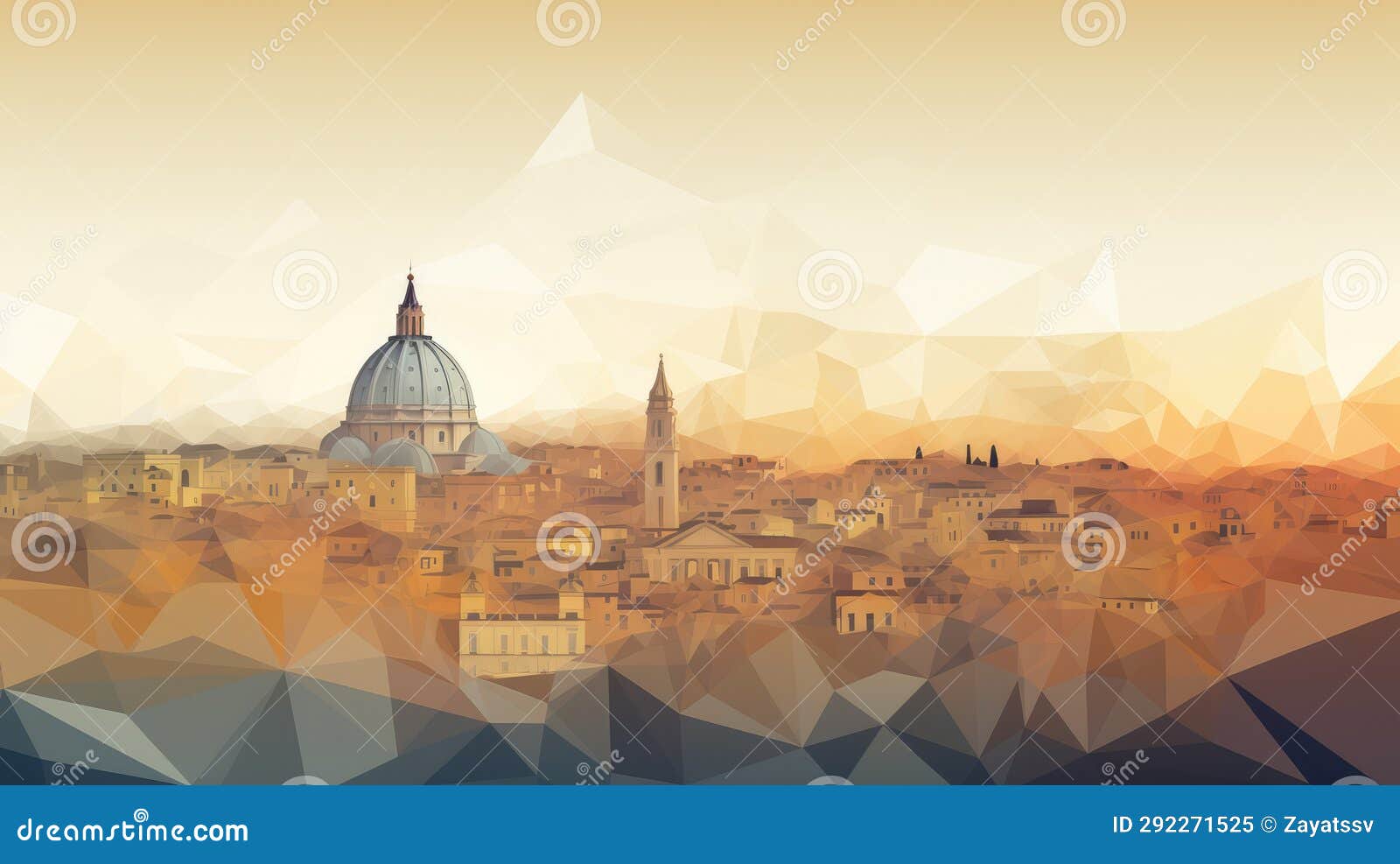 Big City Skyline Colorful Poster on Beautiful Triangular Texture ...