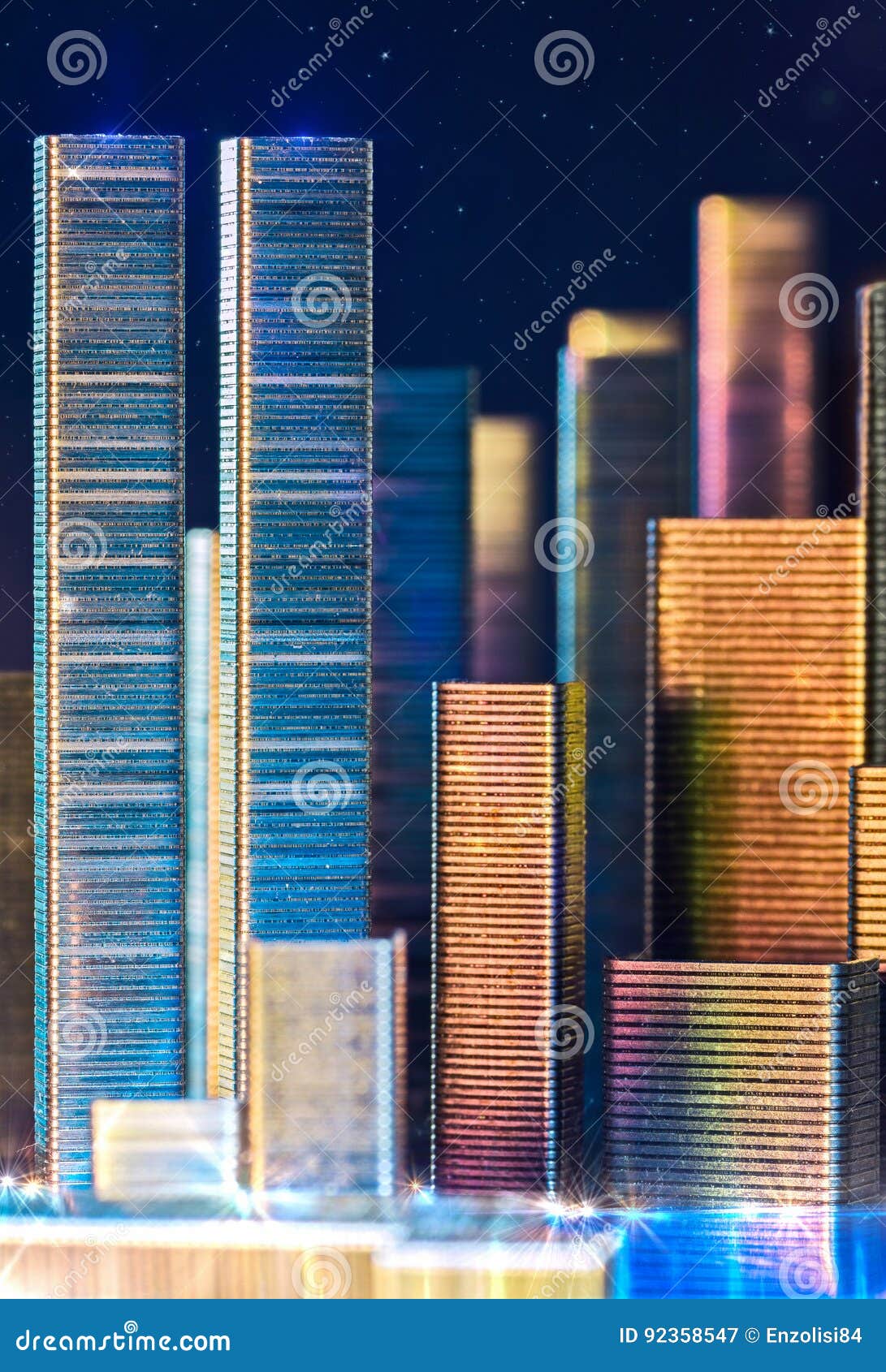 Big City with Small Objects Stock Image - Image of evening, building ...