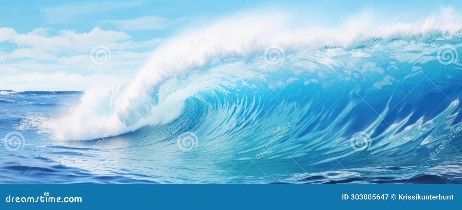Big Clear Blue Water Wave AI Generated Stock Illustration ...