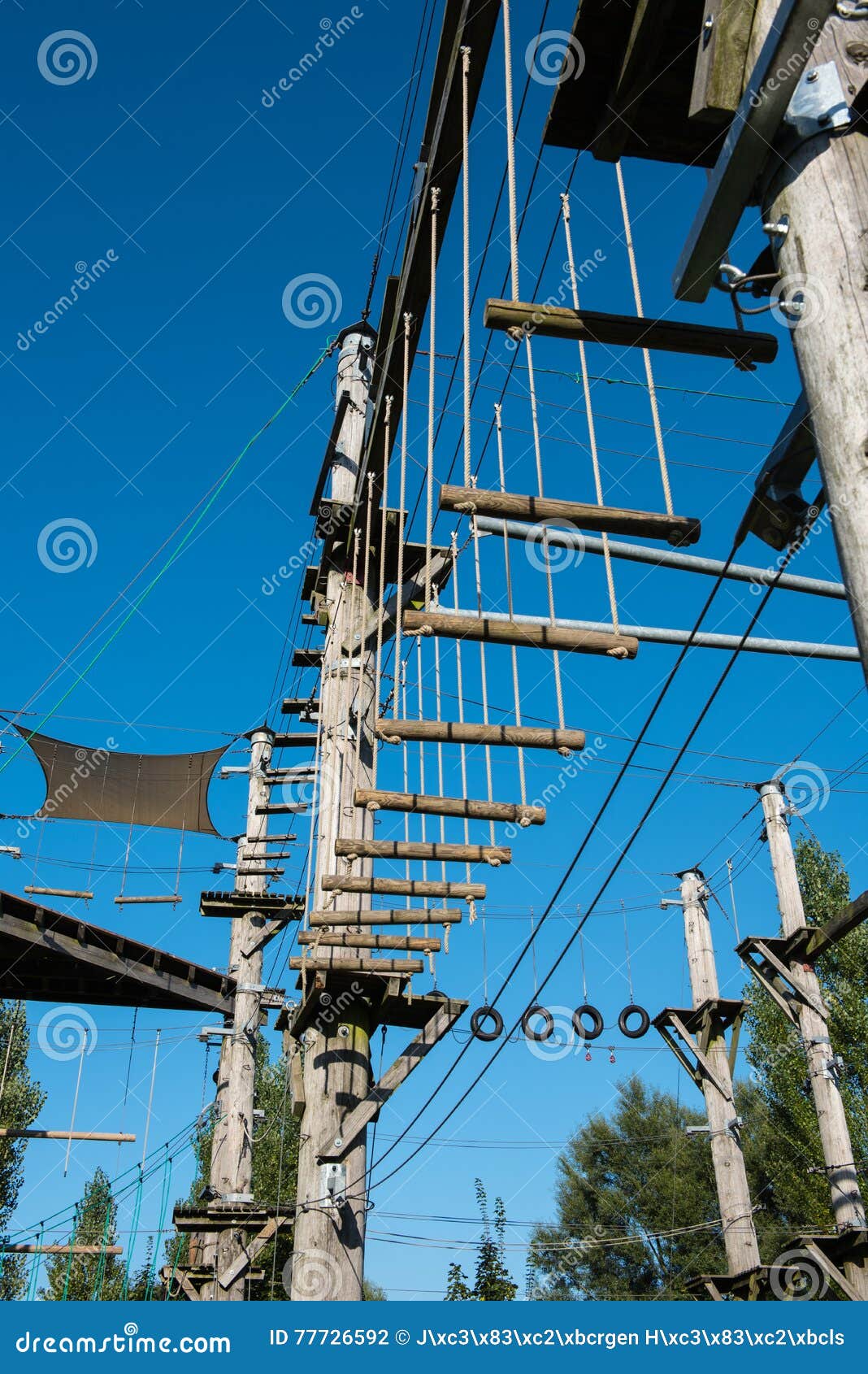Big Climbing Playground with Poles and Ropes Stock Photo - Image of ...