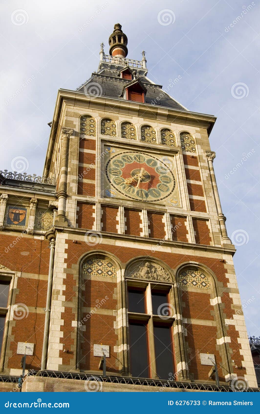 Big Clock on Central Station in Amsterdam Stock Image - Image of home ...