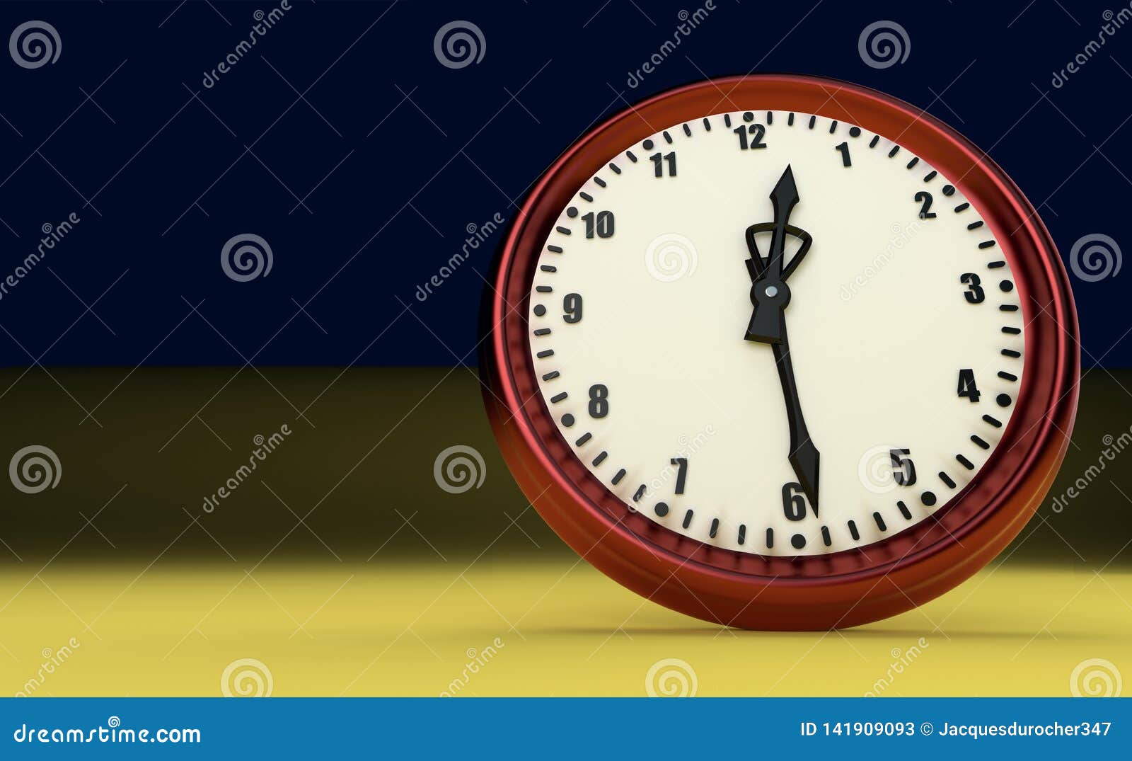 Big Clock Deadline Rush Time Half Past Midnight Midday 3D Illustration ...