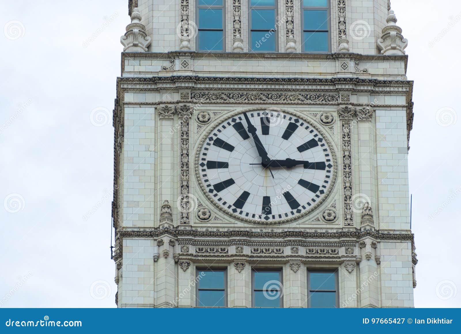 Big Clock on a Large Tower Building Stock Image - Image of elegant ...