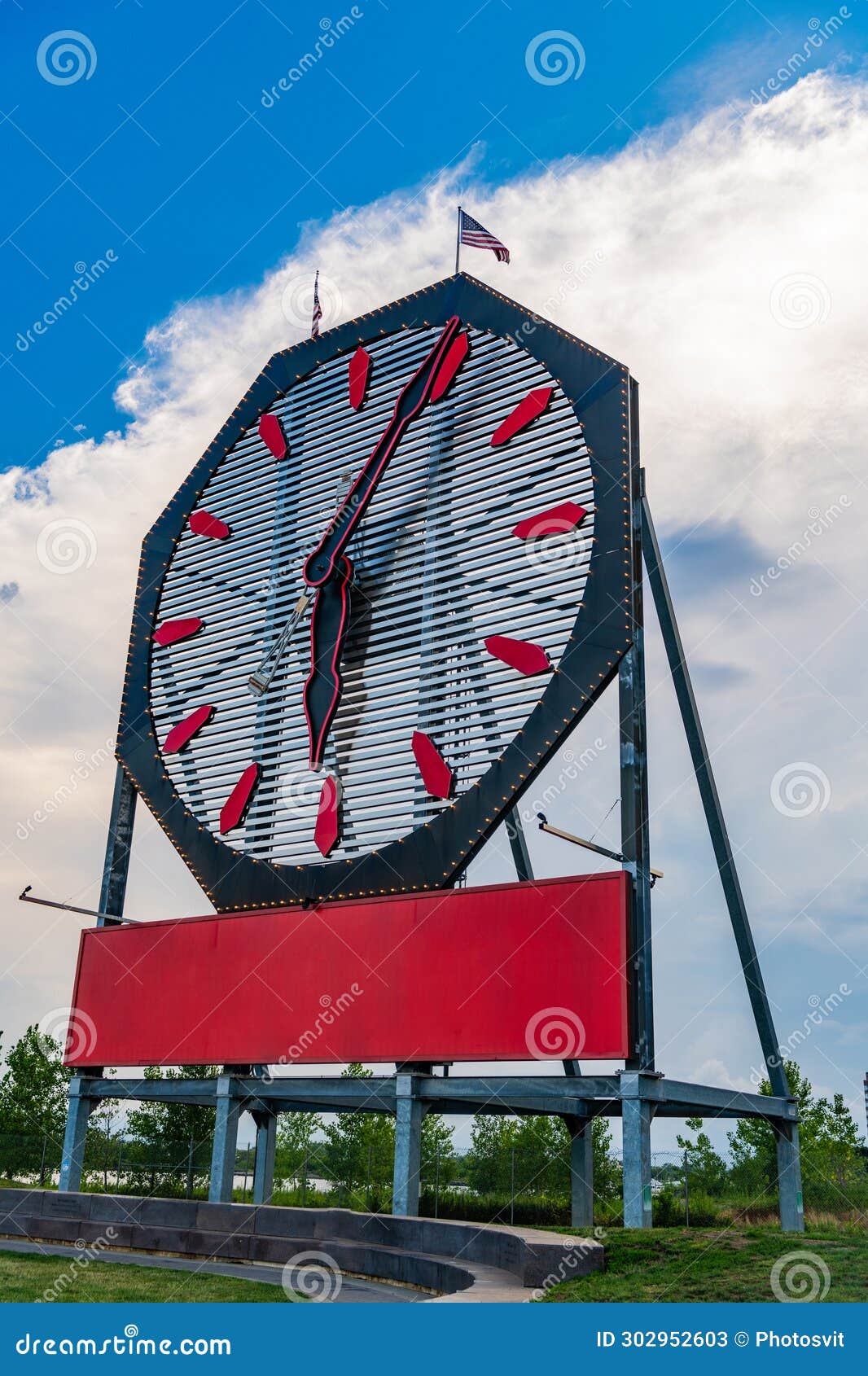 Big Clock Monument Outdoor. Clock Statue Showing Time Stock Image ...
