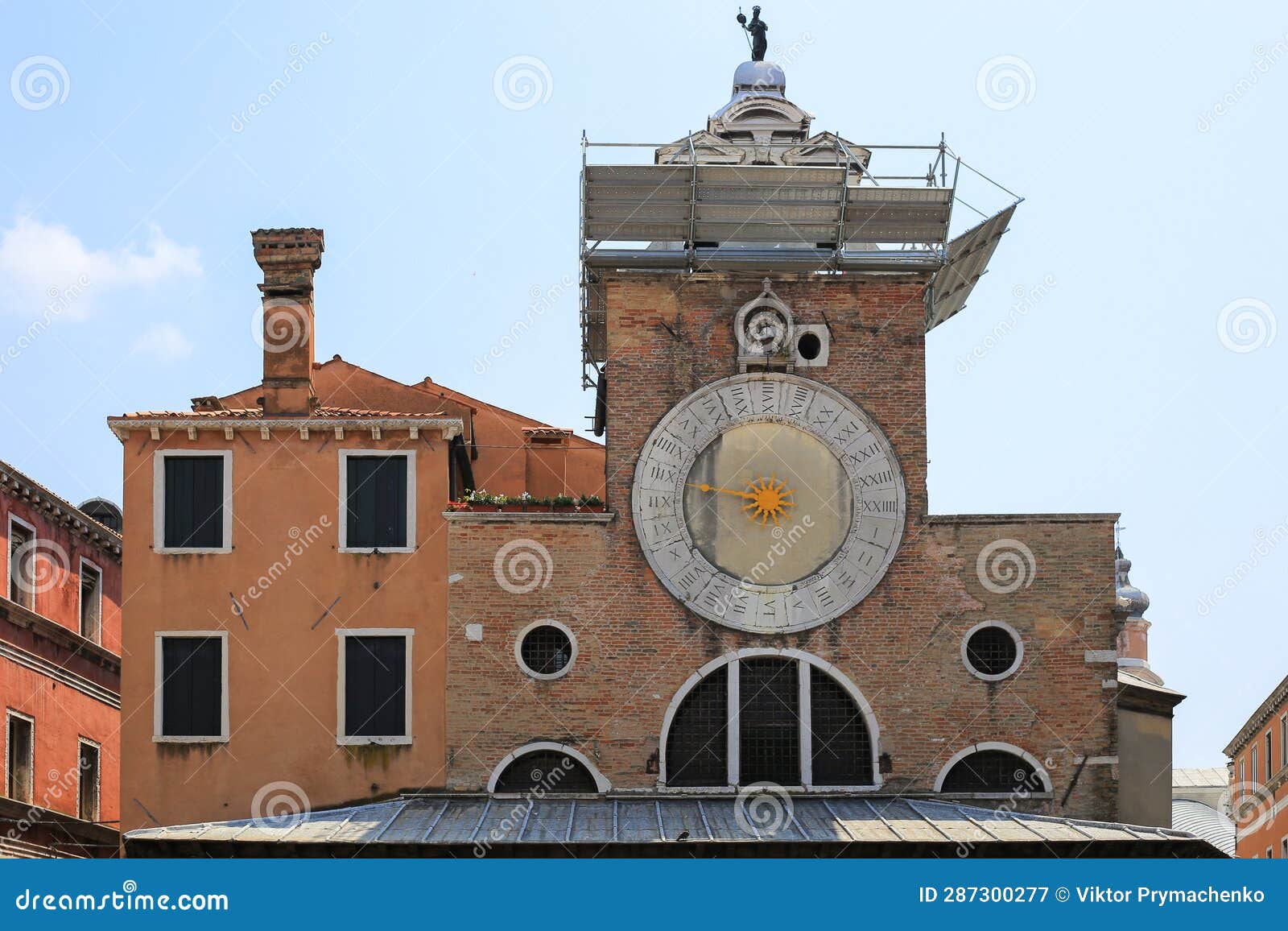 Big Clock on an Old Building in Venice Stock Image - Image of street ...