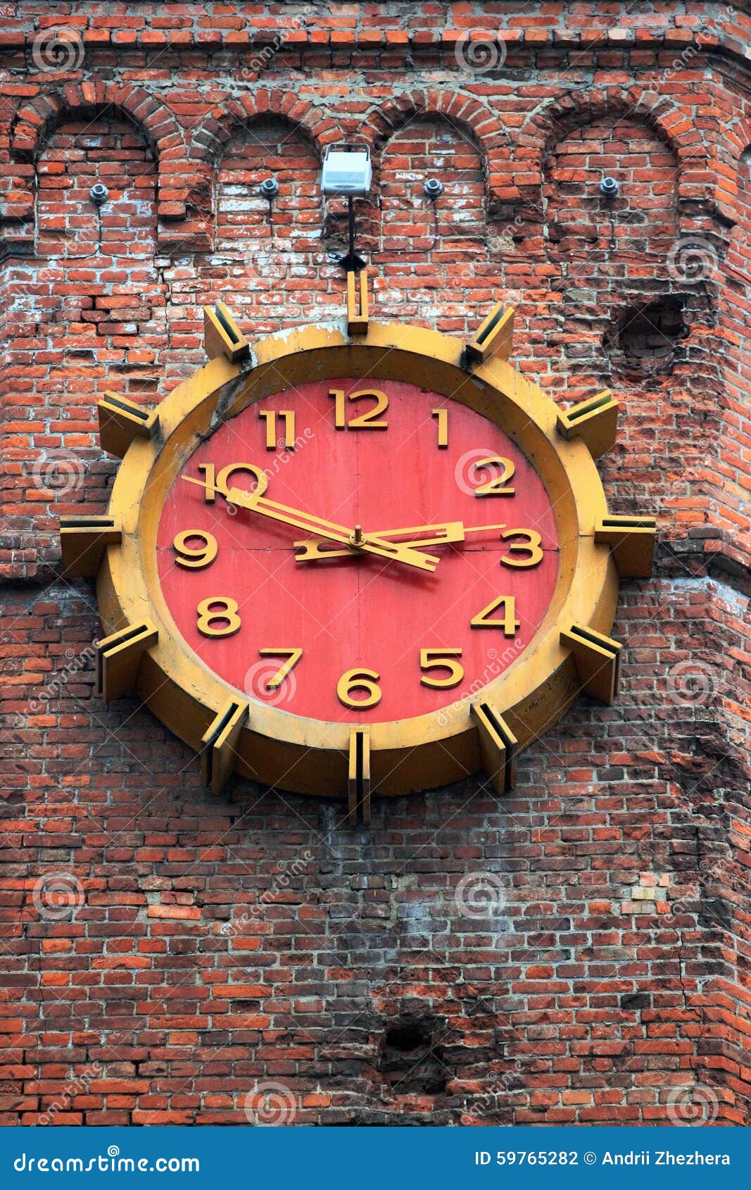 Big Clock on Old Red Brick Tower, Vinnitsa, Ukraine Stock Photo - Image ...