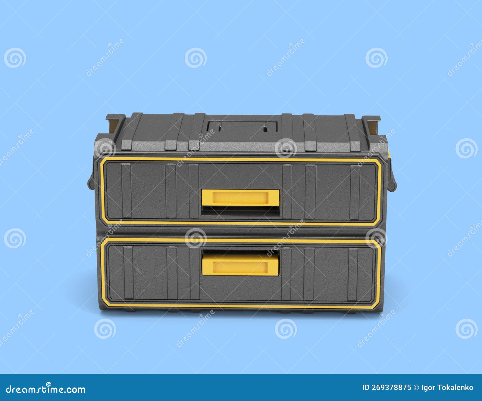 Big Closed Black Professional Tools Case Side View 3d Render on Blue ...