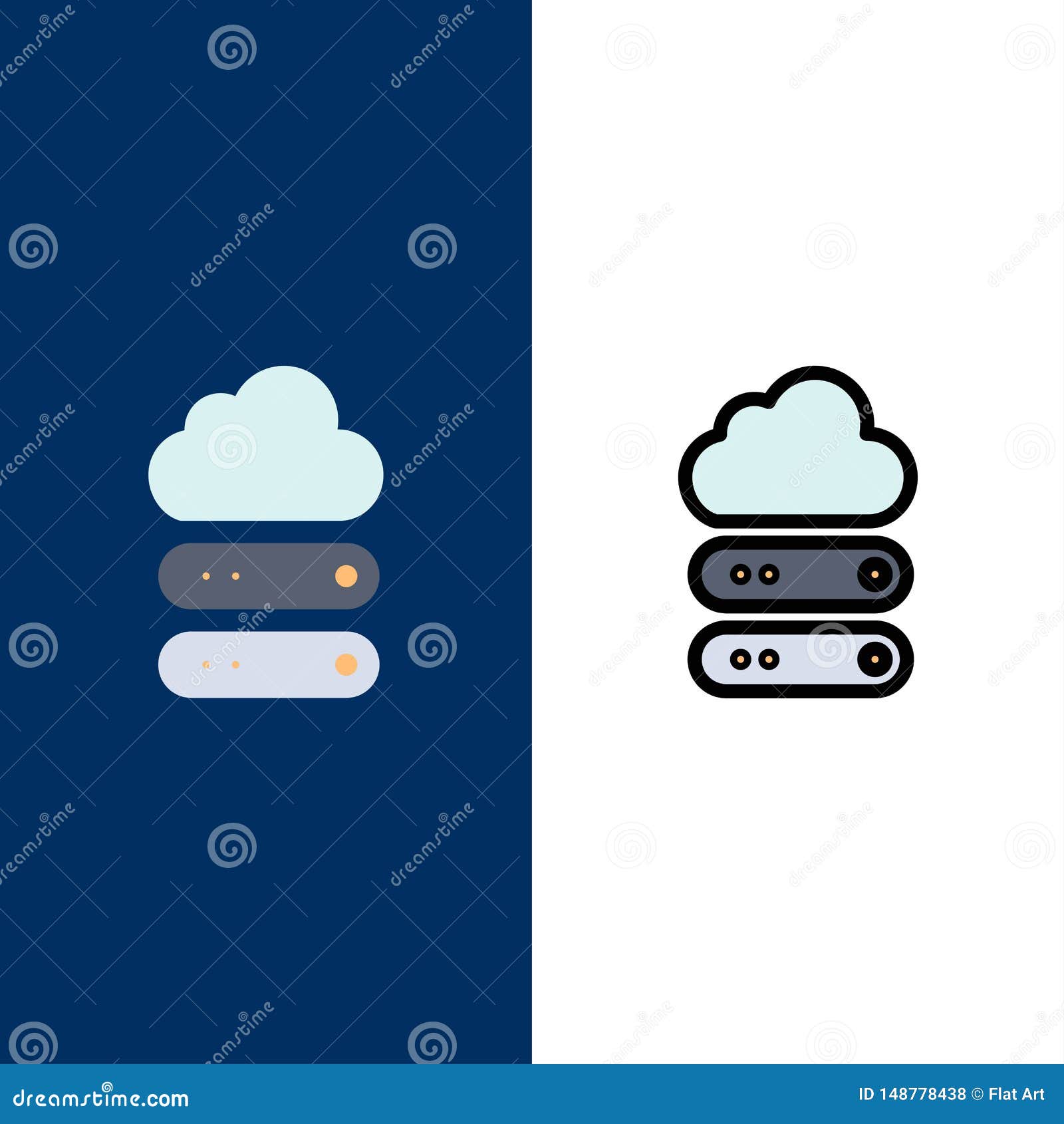 Big, Cloud, Data, Storage Icons. Flat and Line Filled Icon Set Vector ...