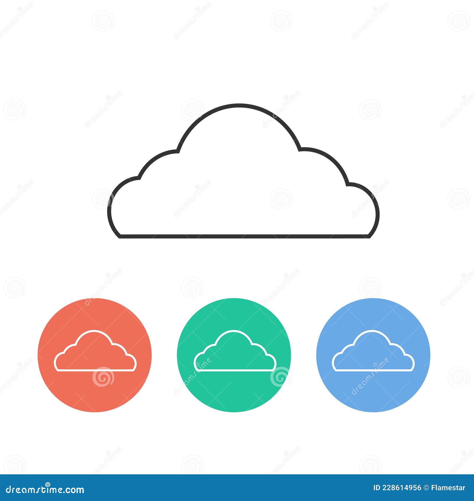 Big Cloud Flat Two Colour Minimal Icon Set. Vector Stock Vector ...