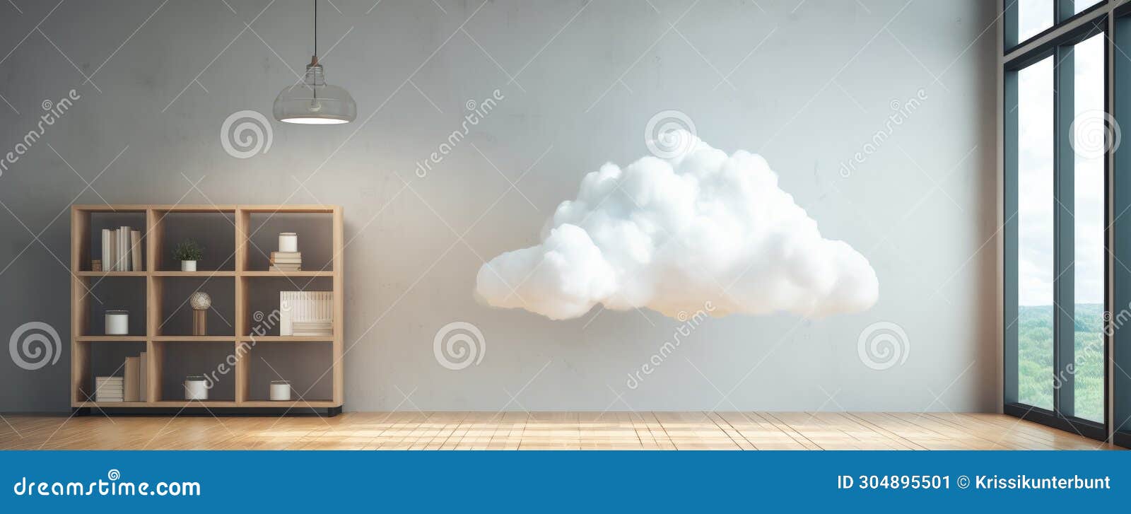 Big Cloud in Modern Office AI Generated Stock Illustration ...