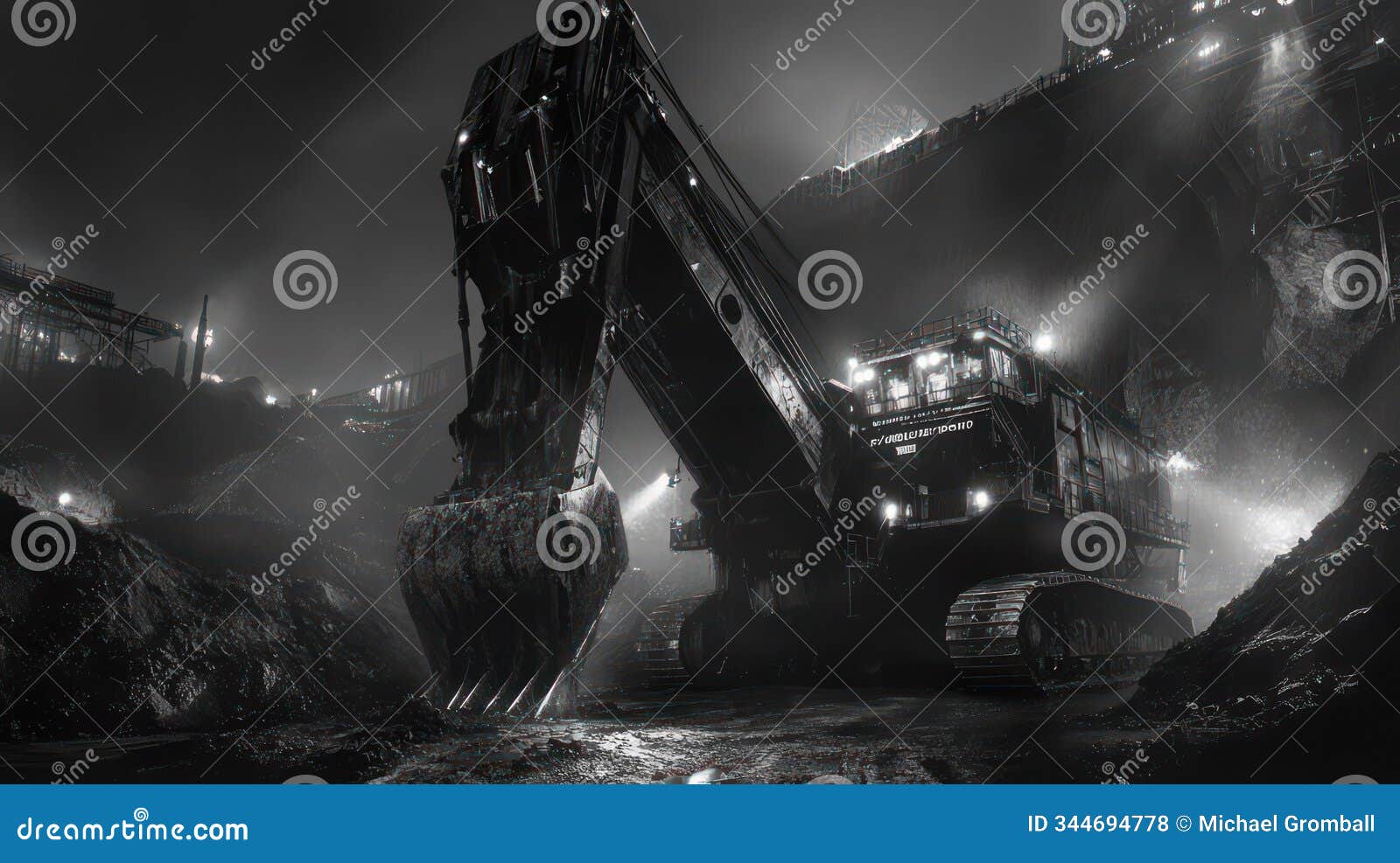 Big Coal Digger in a Coal Mine Created with Generative AI. Huge Machine ...