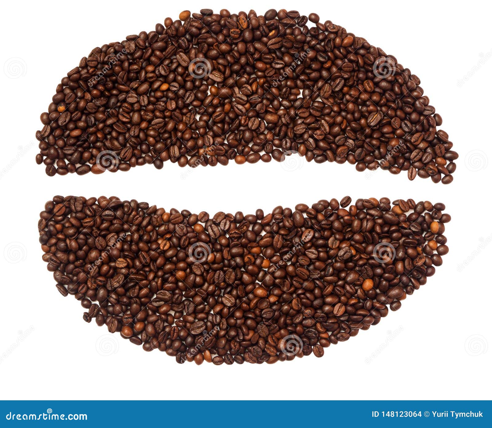 Big Coffee Bean Shape Made of Coffee Beans Isolated on White Background ...