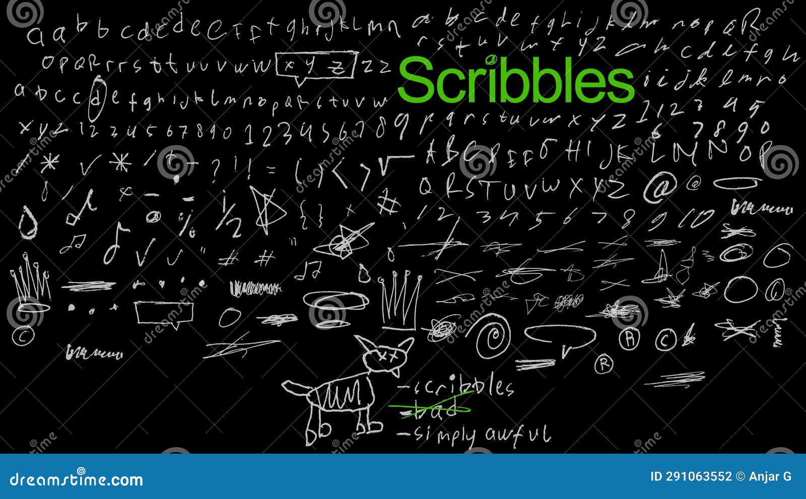 Big Collection of Bad Messy Handwritten Alphabet with Numbers ...