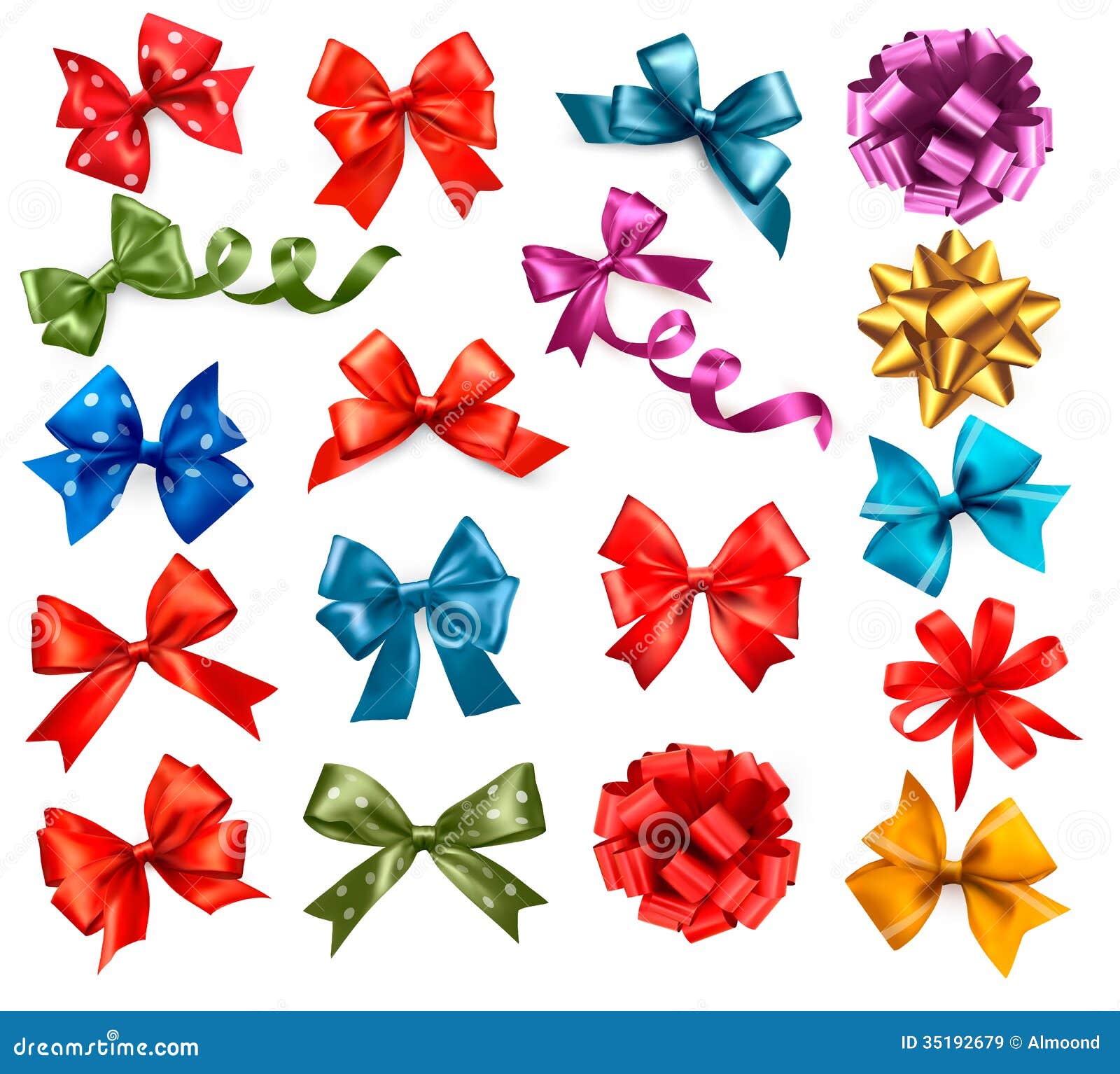 Big Collection of Color Gift Bows with Ribbons. Stock Vector ...