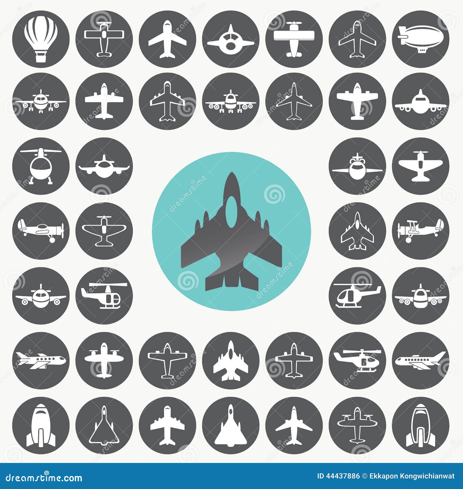 Set Of Different Airplane Symbols. Aircraft, Plane Icons Or Signs ...