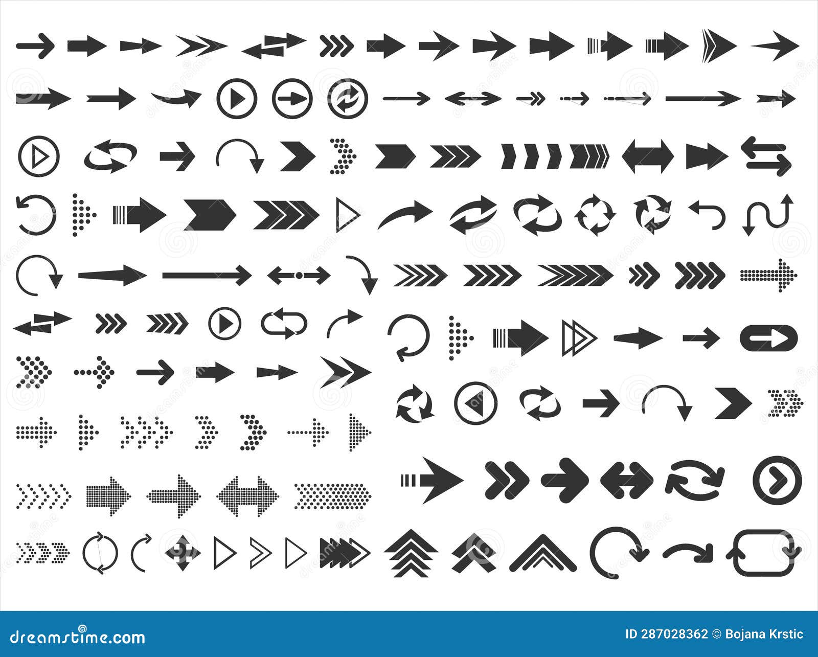 Big Collection of Different Arrows Icons Vector Illustration Stock ...