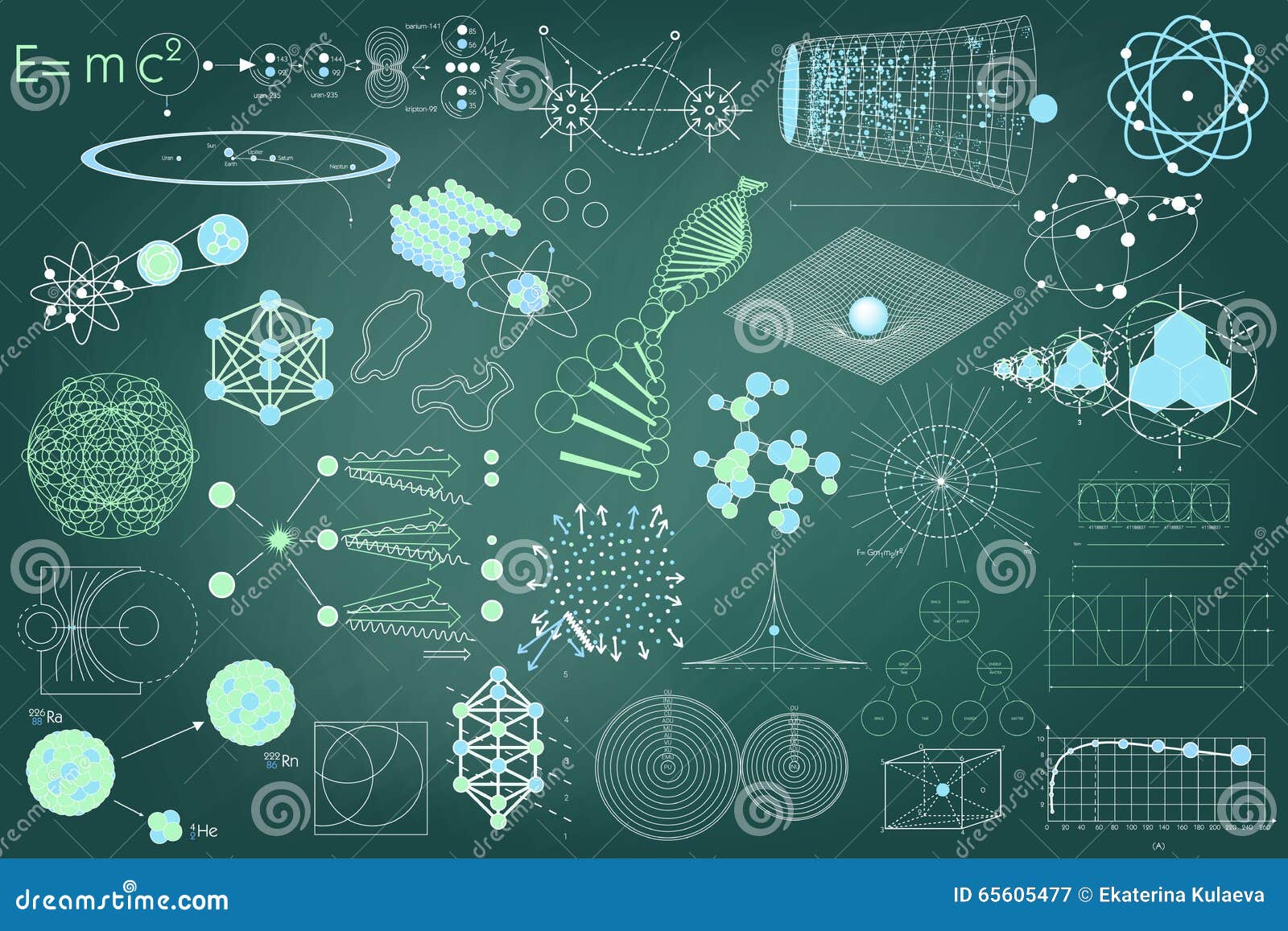 Big Collection of Elements, Symbols and Schemes of Physics Stock Vector ...