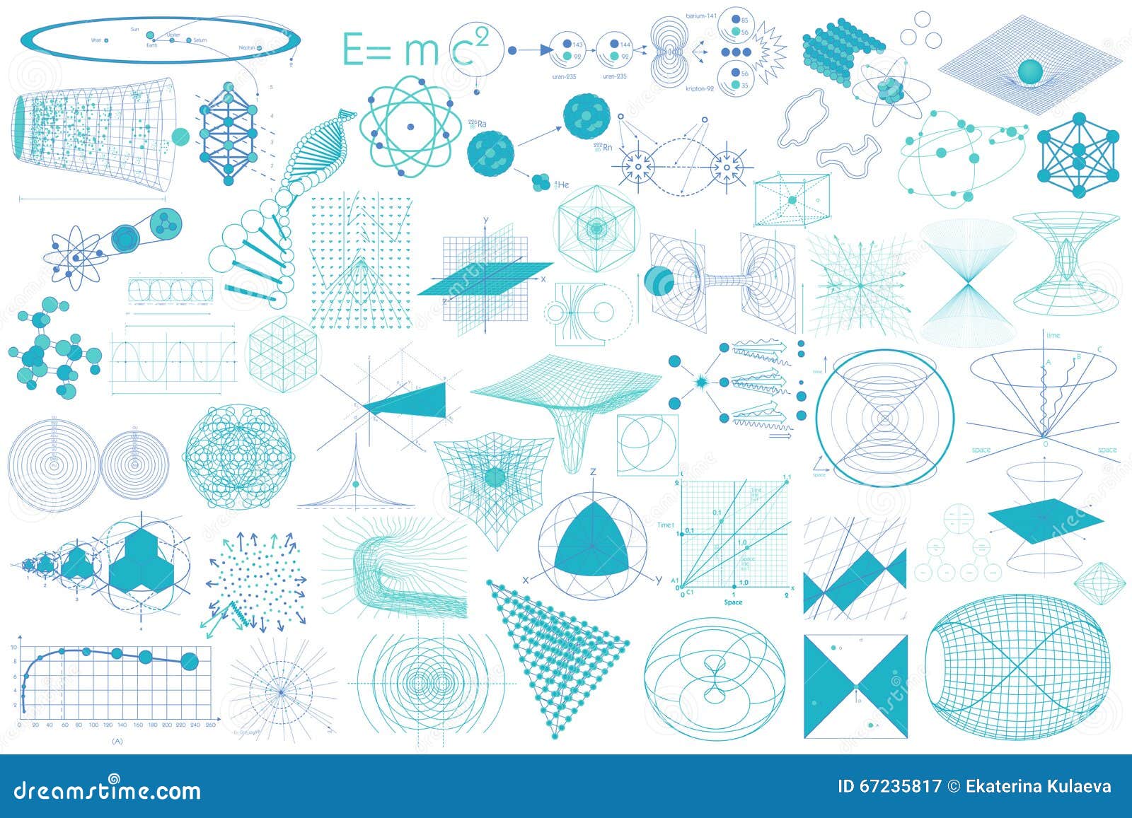 Big Collection of Elements, Symbols and Schemes of Physics Stock Vector ...