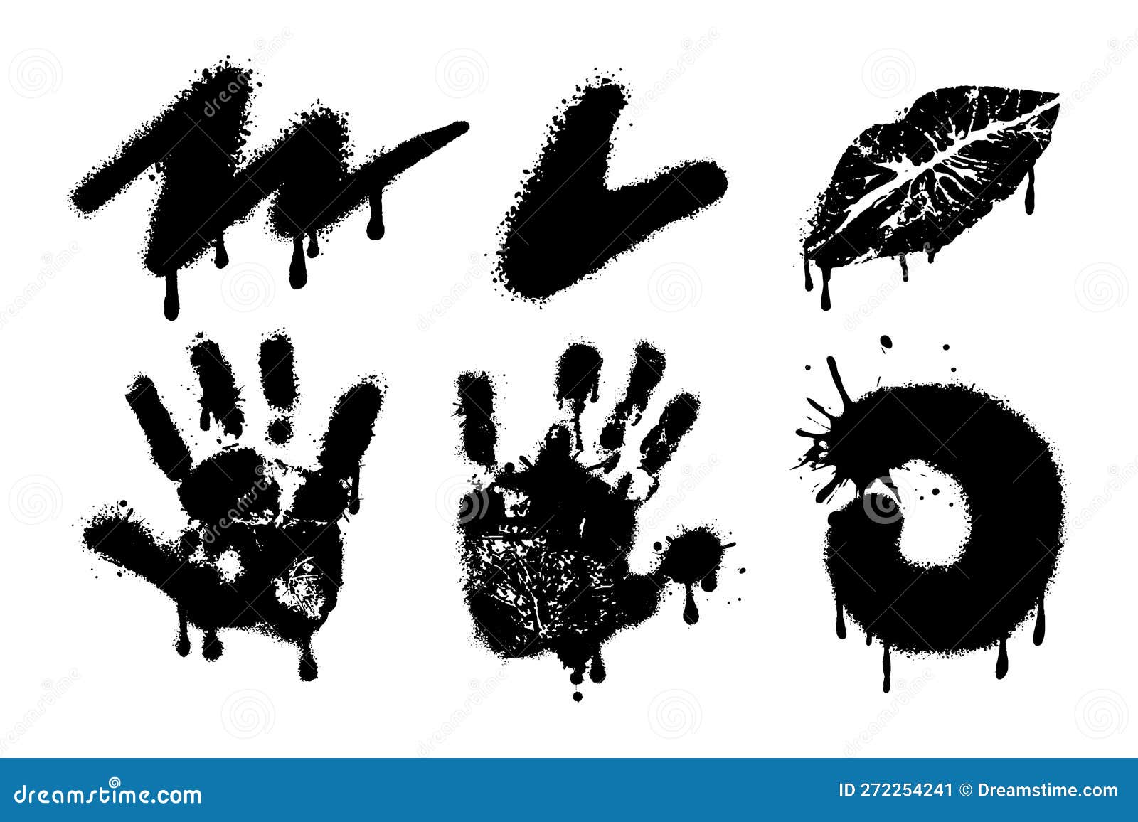 Big Collection of Graffiti Spray Pattern. Colorful Symbols, and Stroke ...