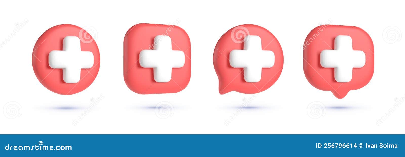 Big Collection Medicine Red Signs 3d. Plus Mark Stock Vector ...