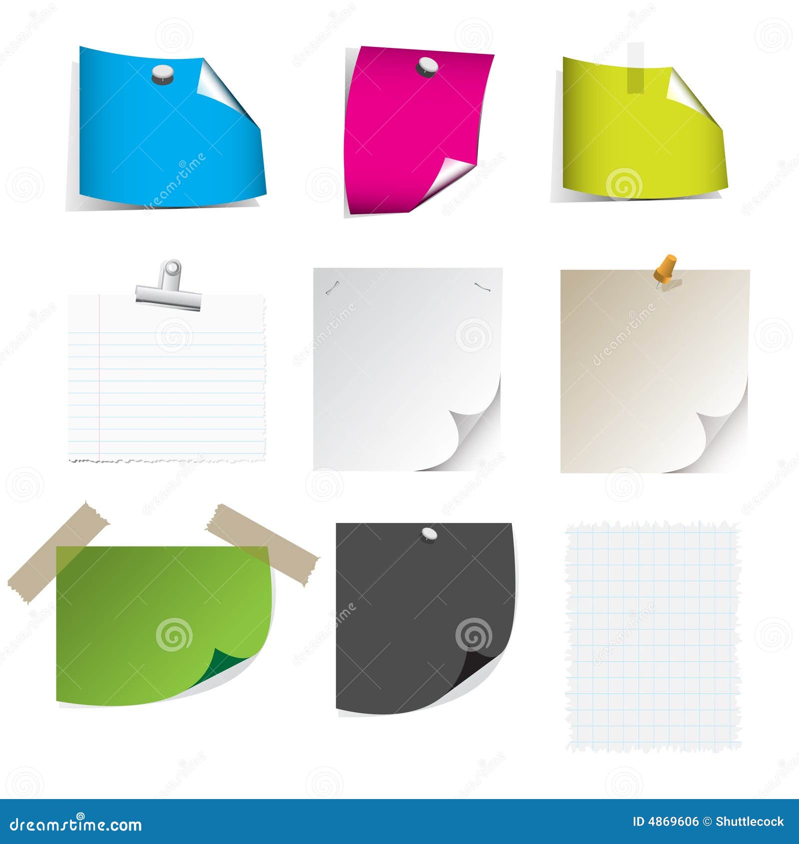 Big Collection of Paper Messag Stock Vector - Illustration of clip ...