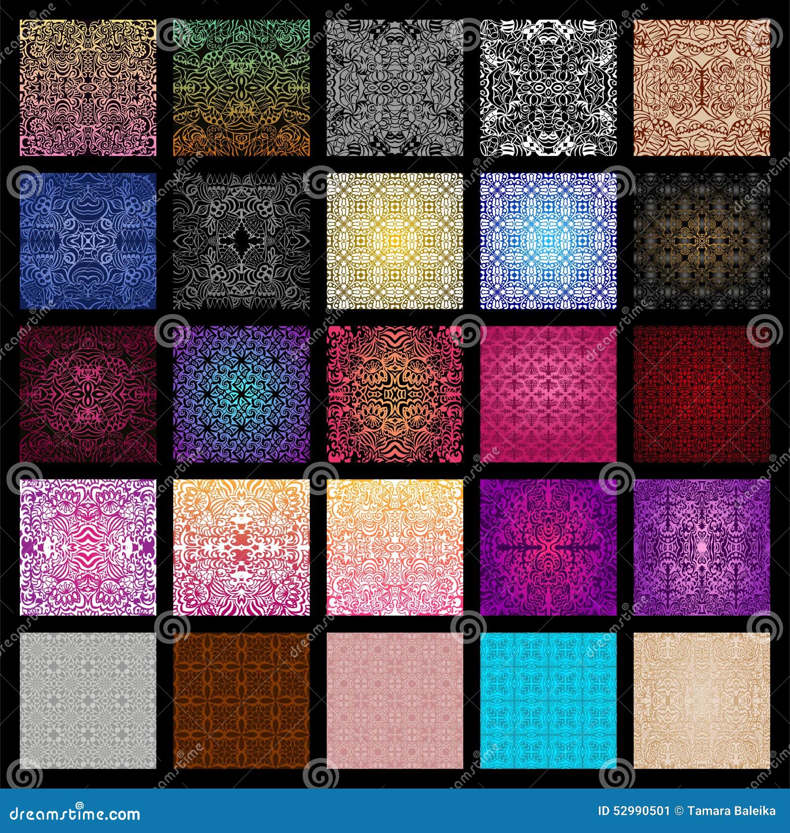 Big Collection of Seamless Patterns Stock Illustration - Illustration ...