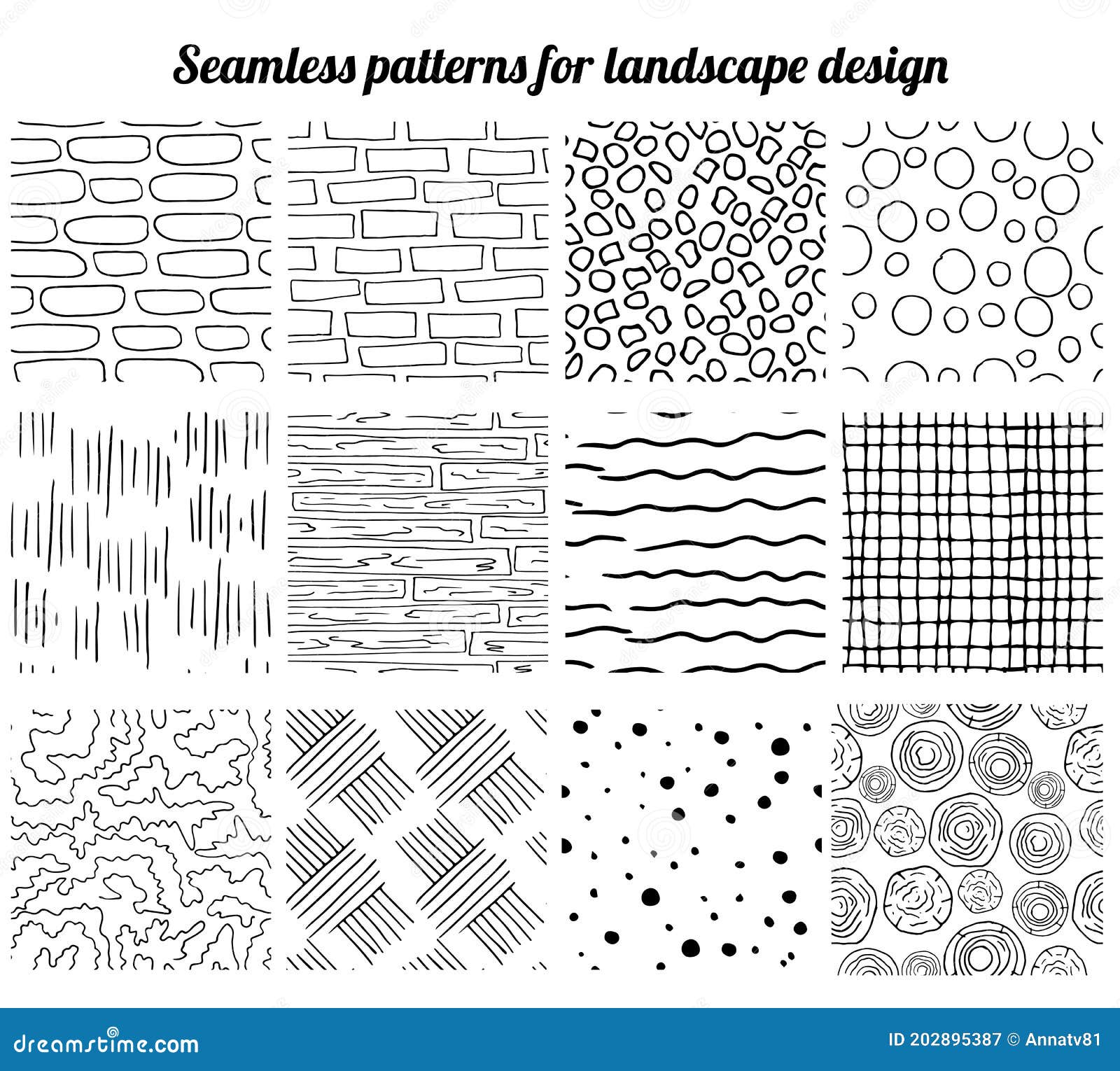 Big Collection of Seamless Patterns for Landscape Design. Endless ...