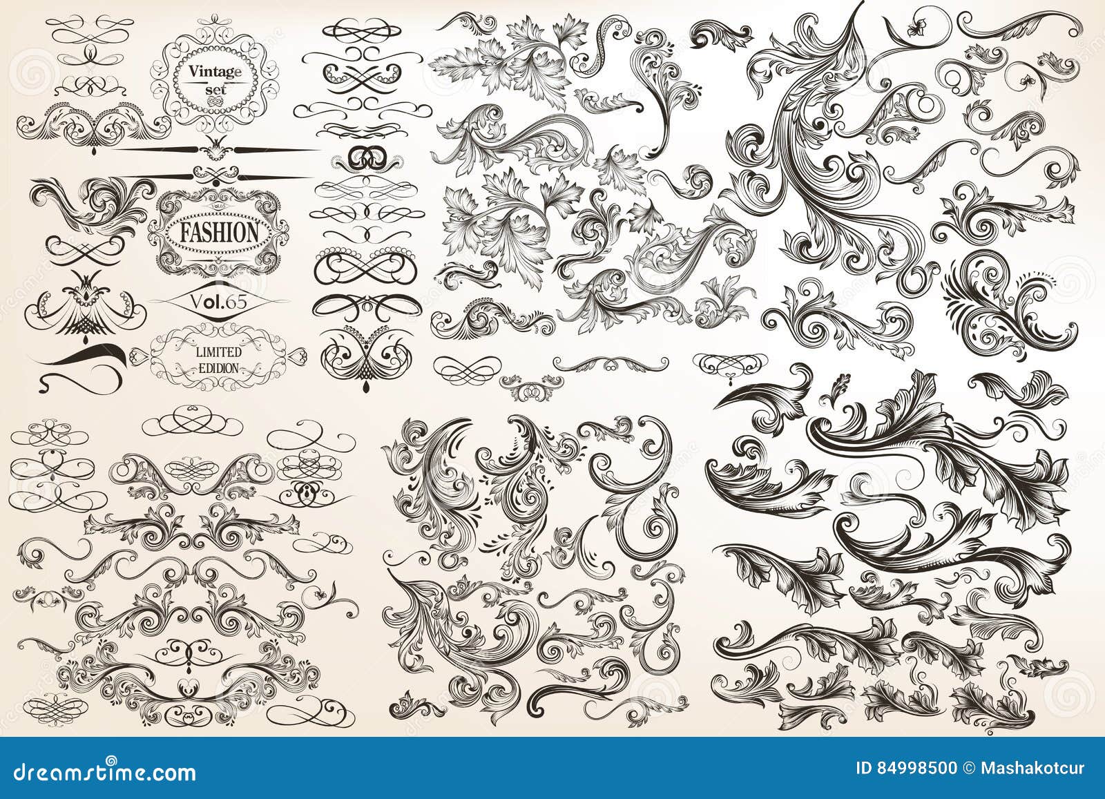 Big Collection or Set of Vector Vintage Flourishes for Design in Stock ...