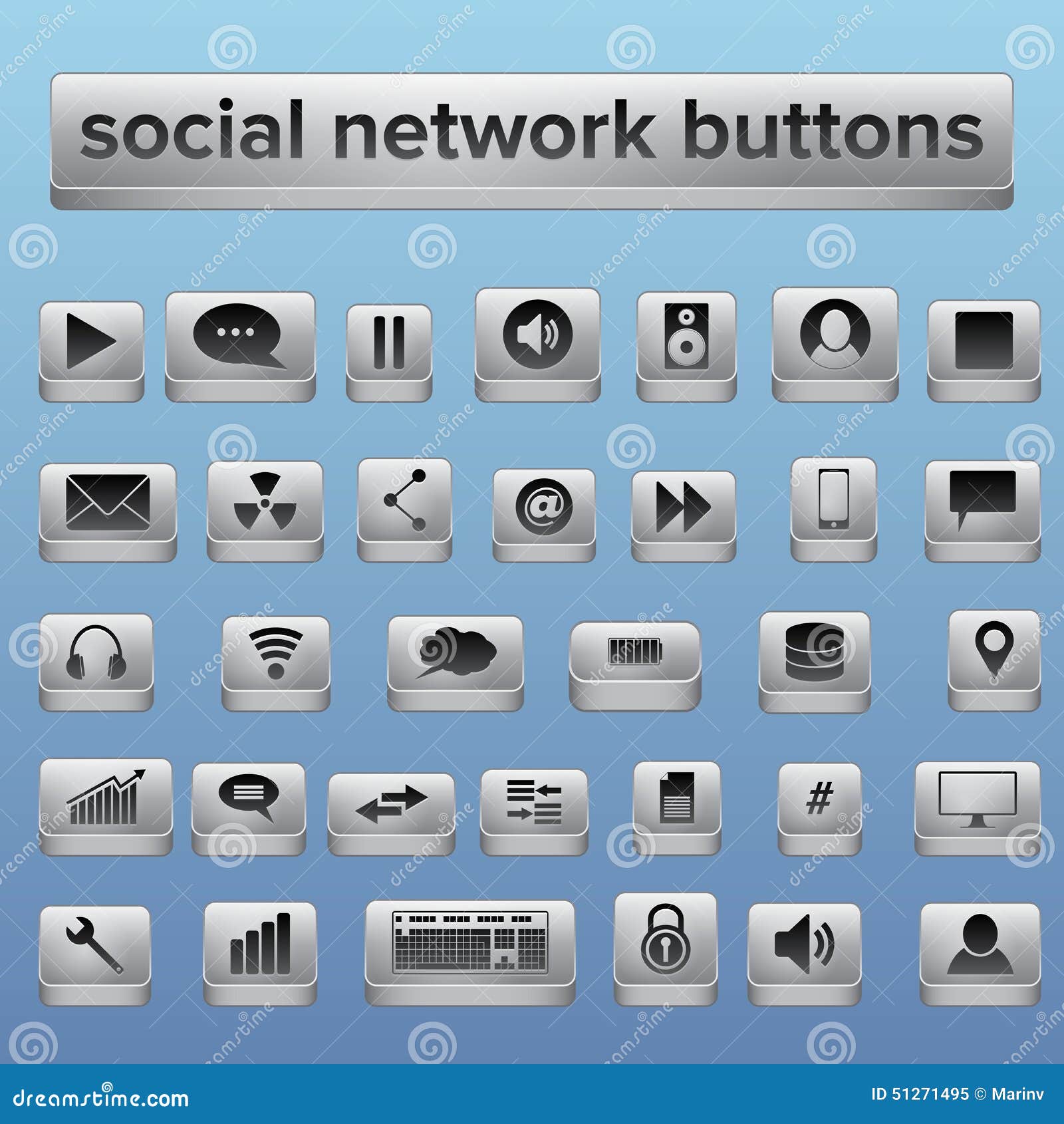 Big Collection of Social Network Buttons Stock Vector - Illustration of ...