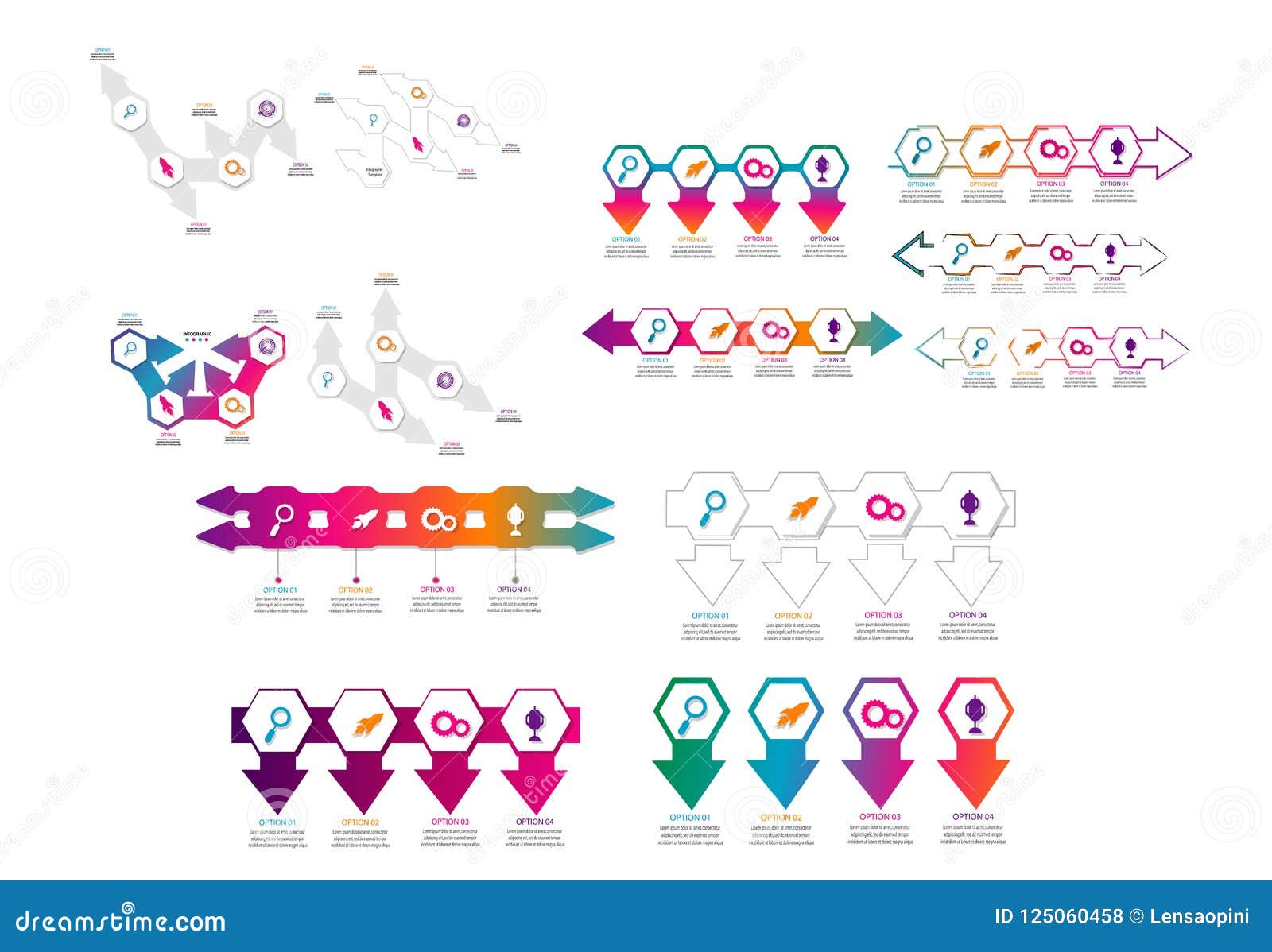 Big Collection Timeline Infographic Element Template Vector Stock ...
