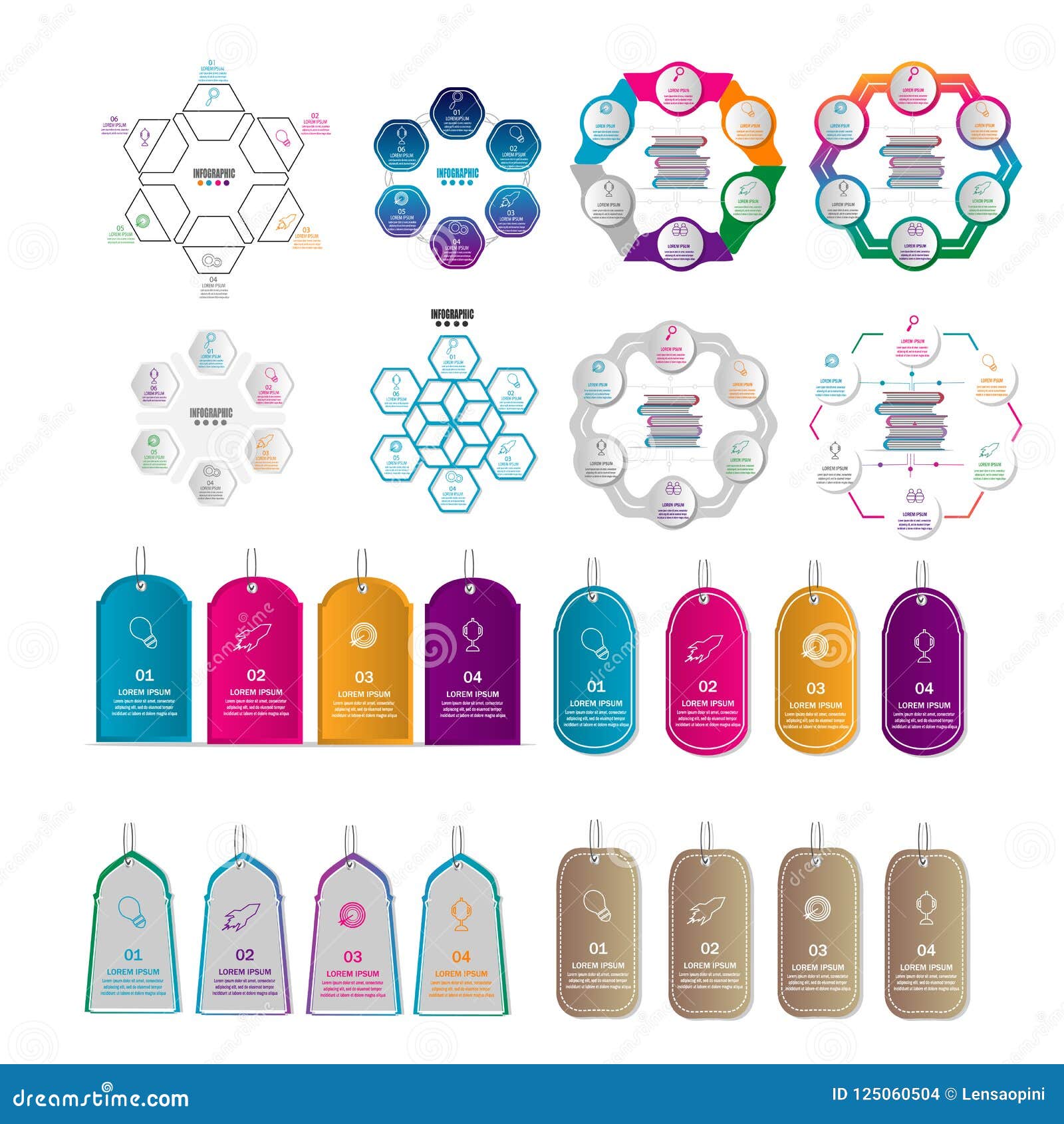 Big Collection Timeline Infographic Element Template Vector Stock ...