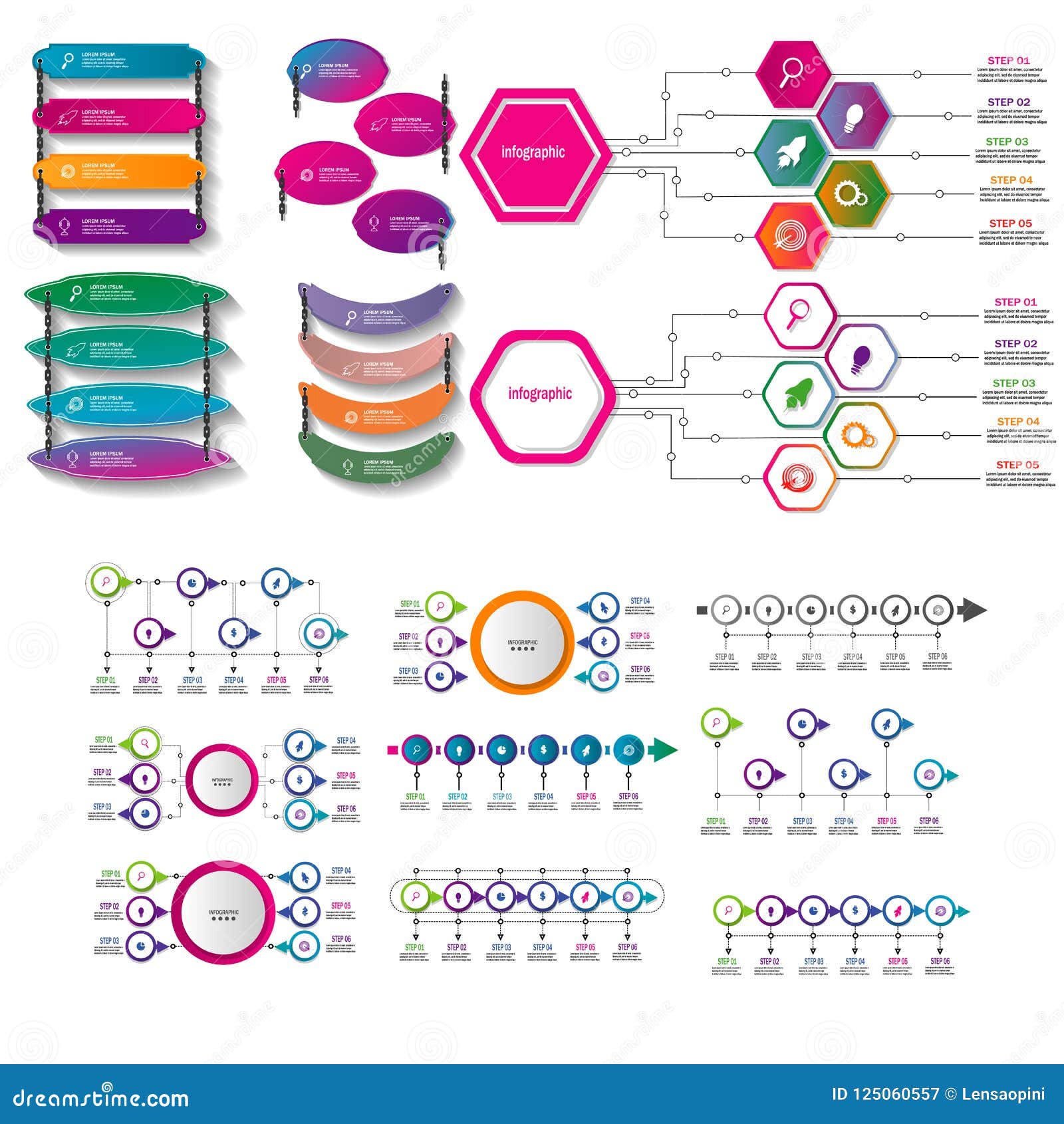 Big Collection Timeline Infographic Element Template Vector Stock ...