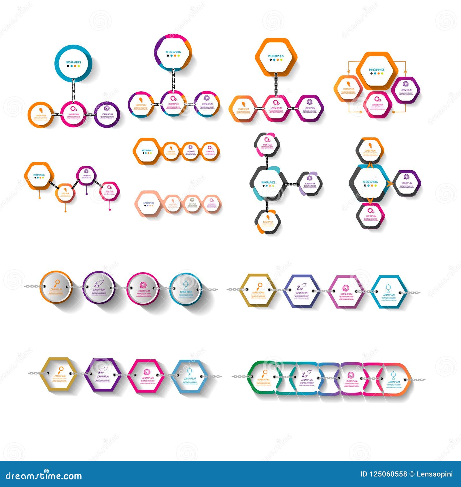 Big Collection Timeline Infographic Element Template Vector Stock ...