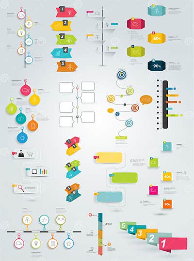 Big Collection of Timeline Template. Stock Vector - Illustration of ...