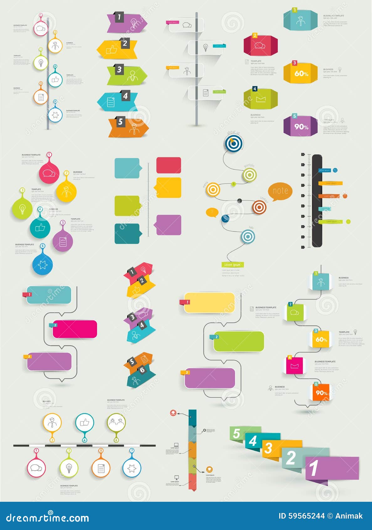 Big Collection of Timeline Template. Stock Vector - Illustration of ...