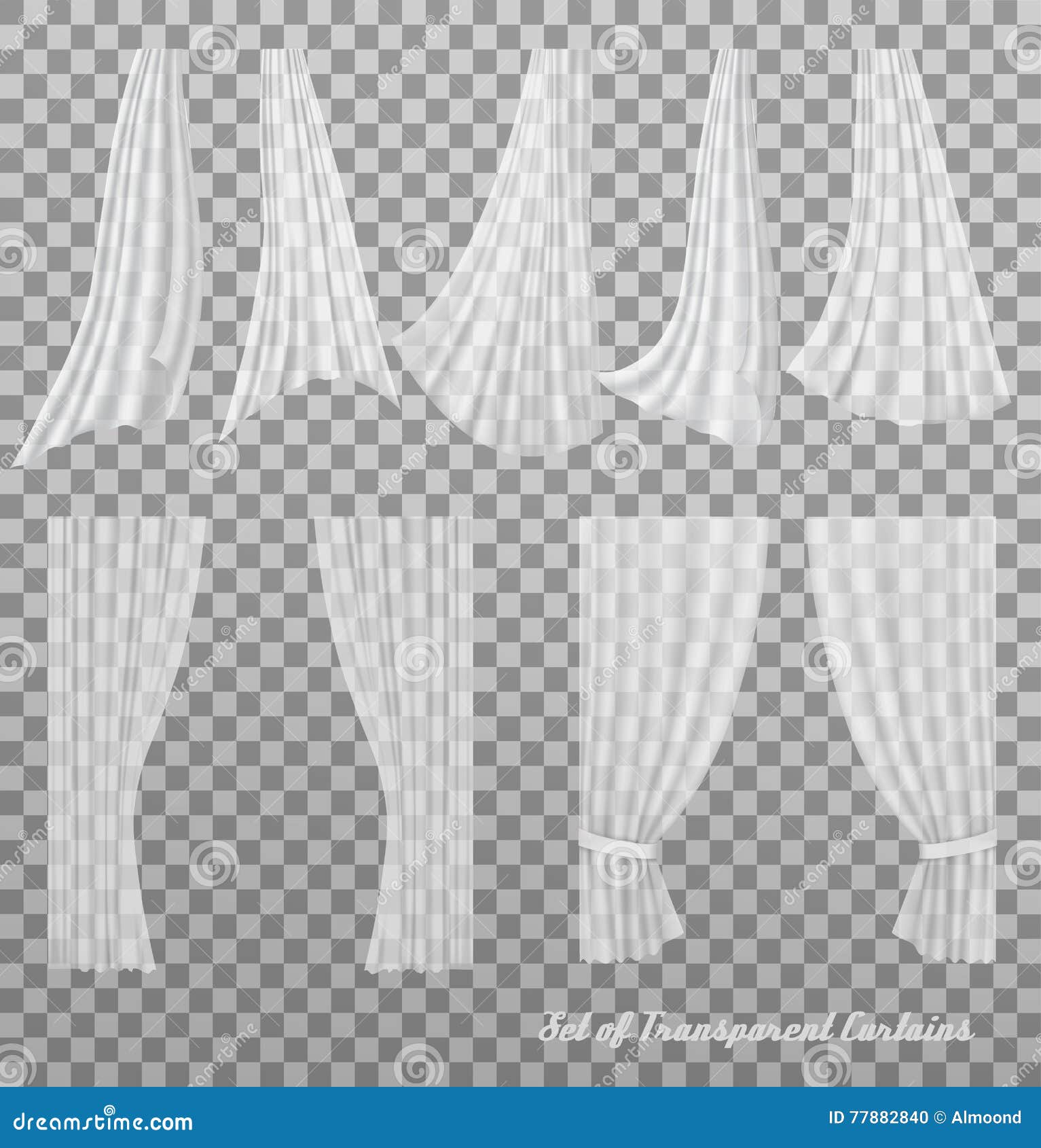 Big Collection of Transparent Curtains. Stock Vector - Illustration of ...