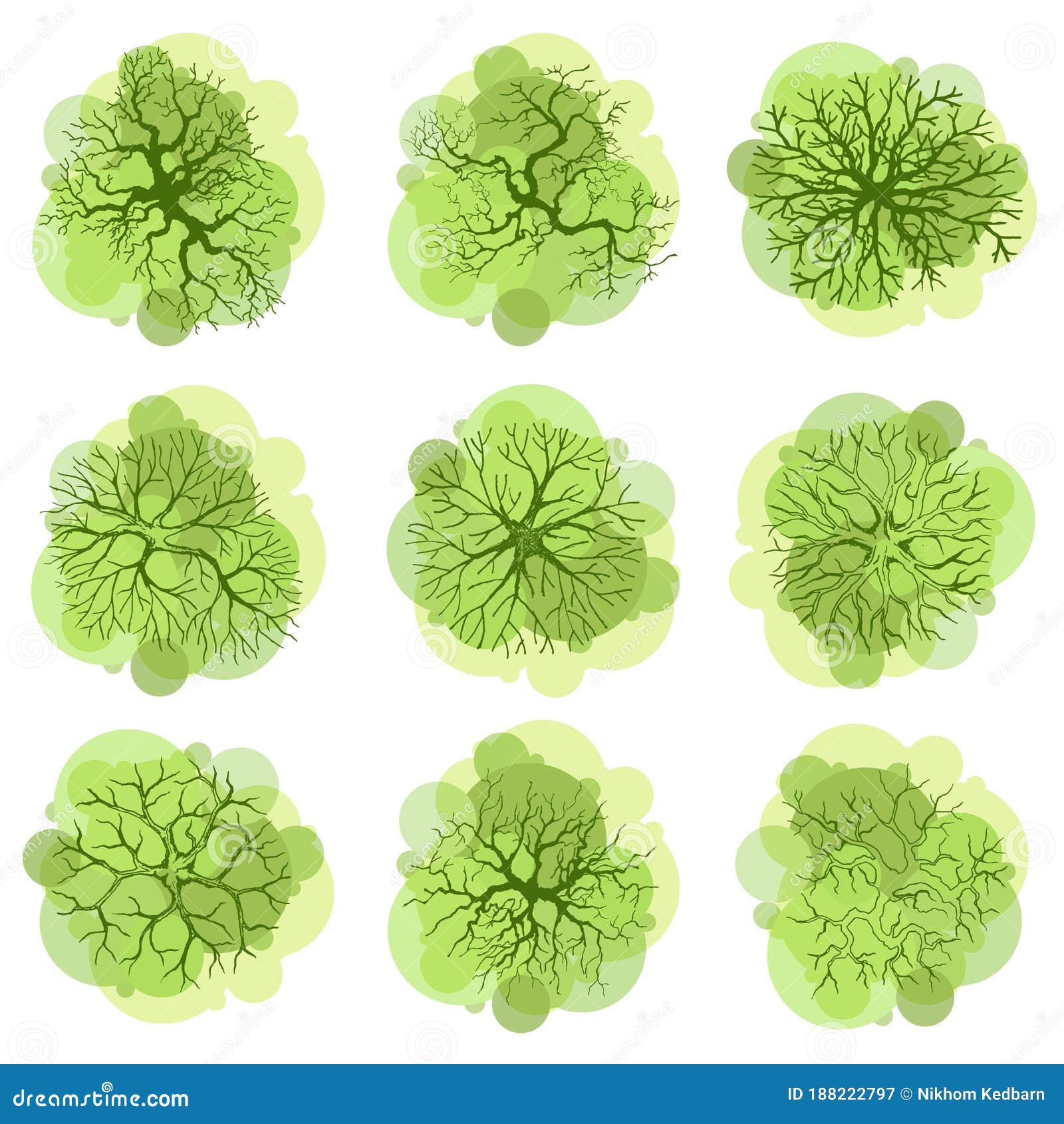 Trees Top View for Landscape Vector Illustration. Stock Vector ...