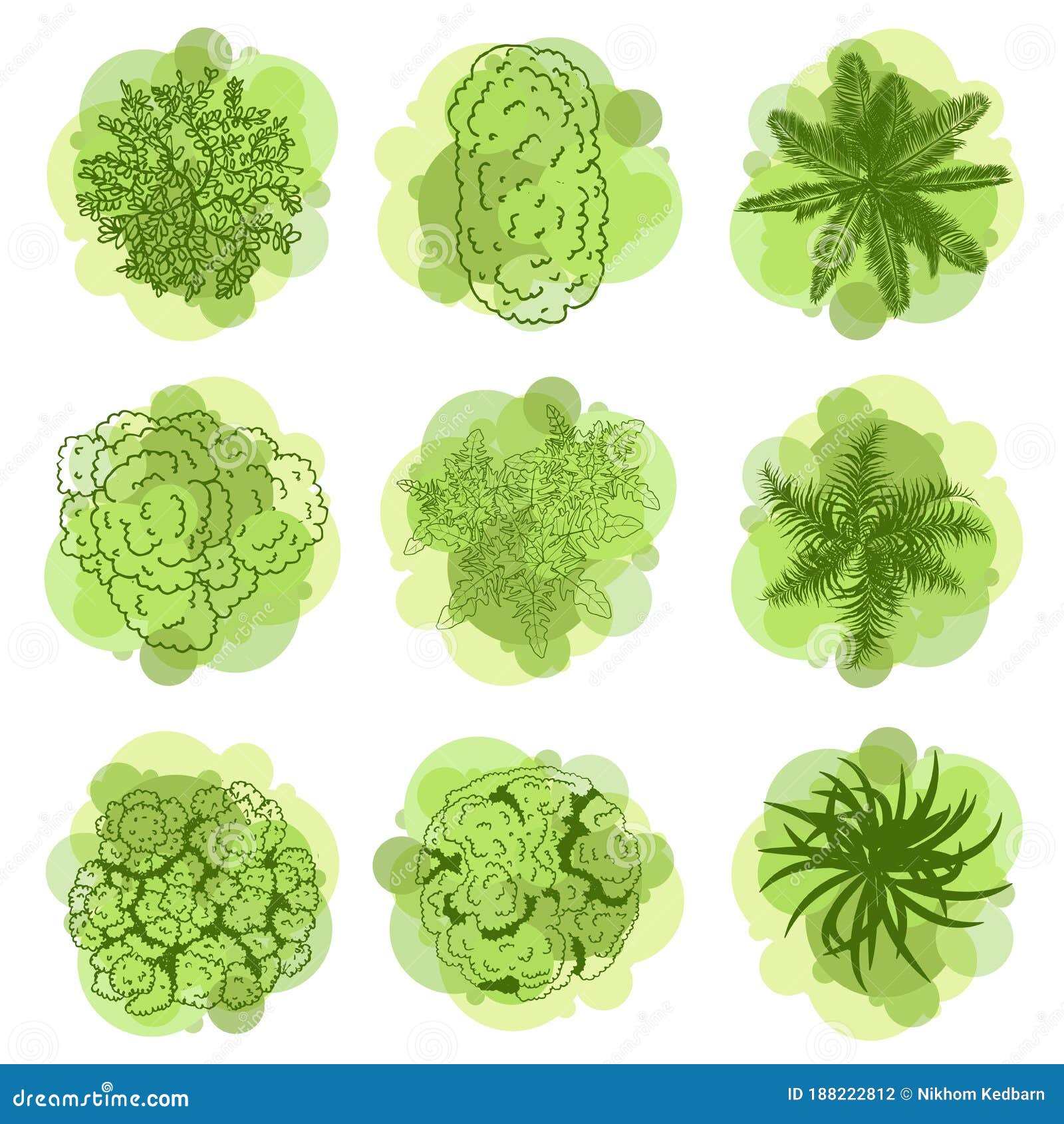 Trees Top View for Landscape Vector Illustration. Stock Vector ...