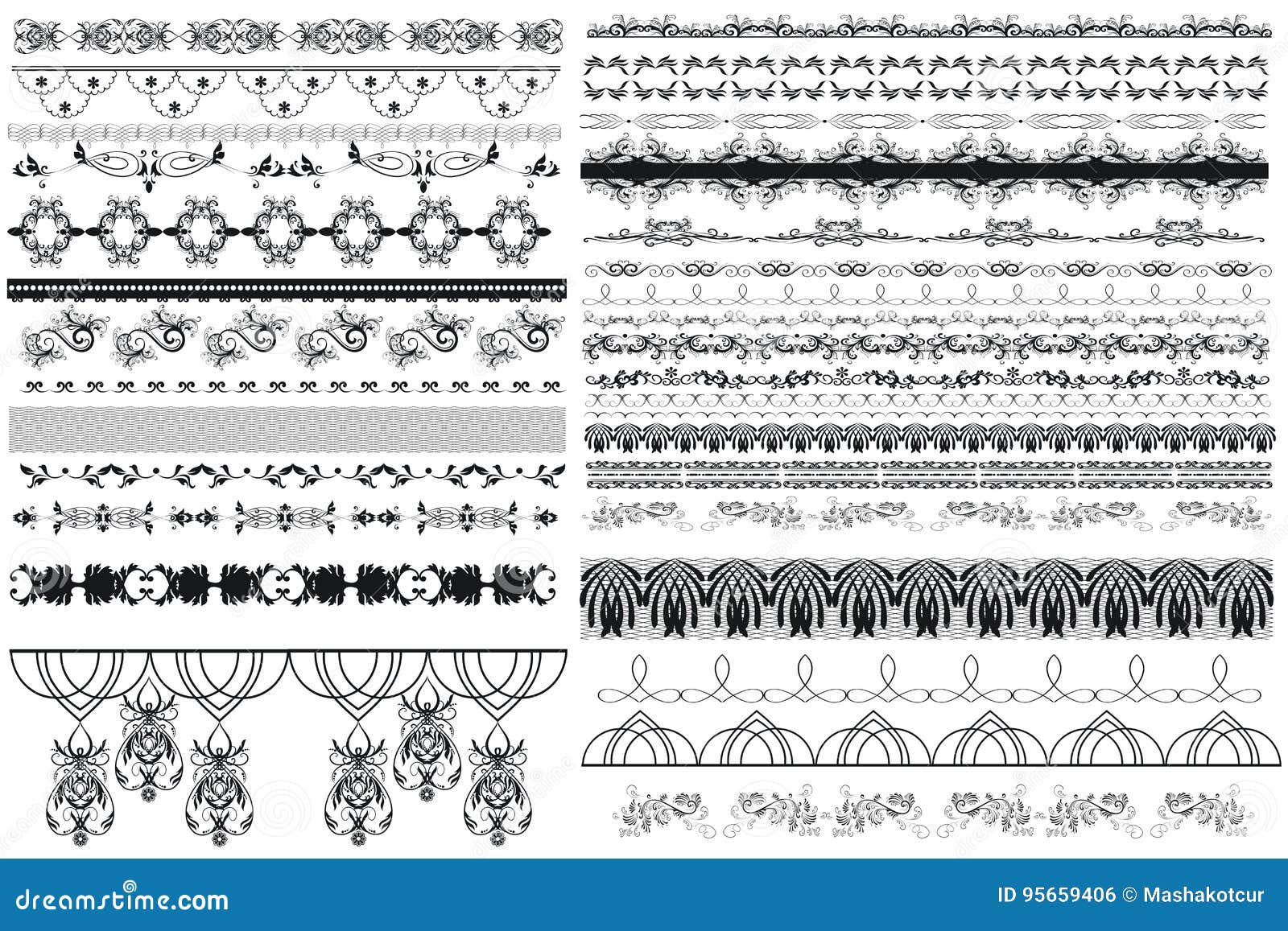 Big Collection of Vector Decorative Borders Stock Vector - Illustration ...