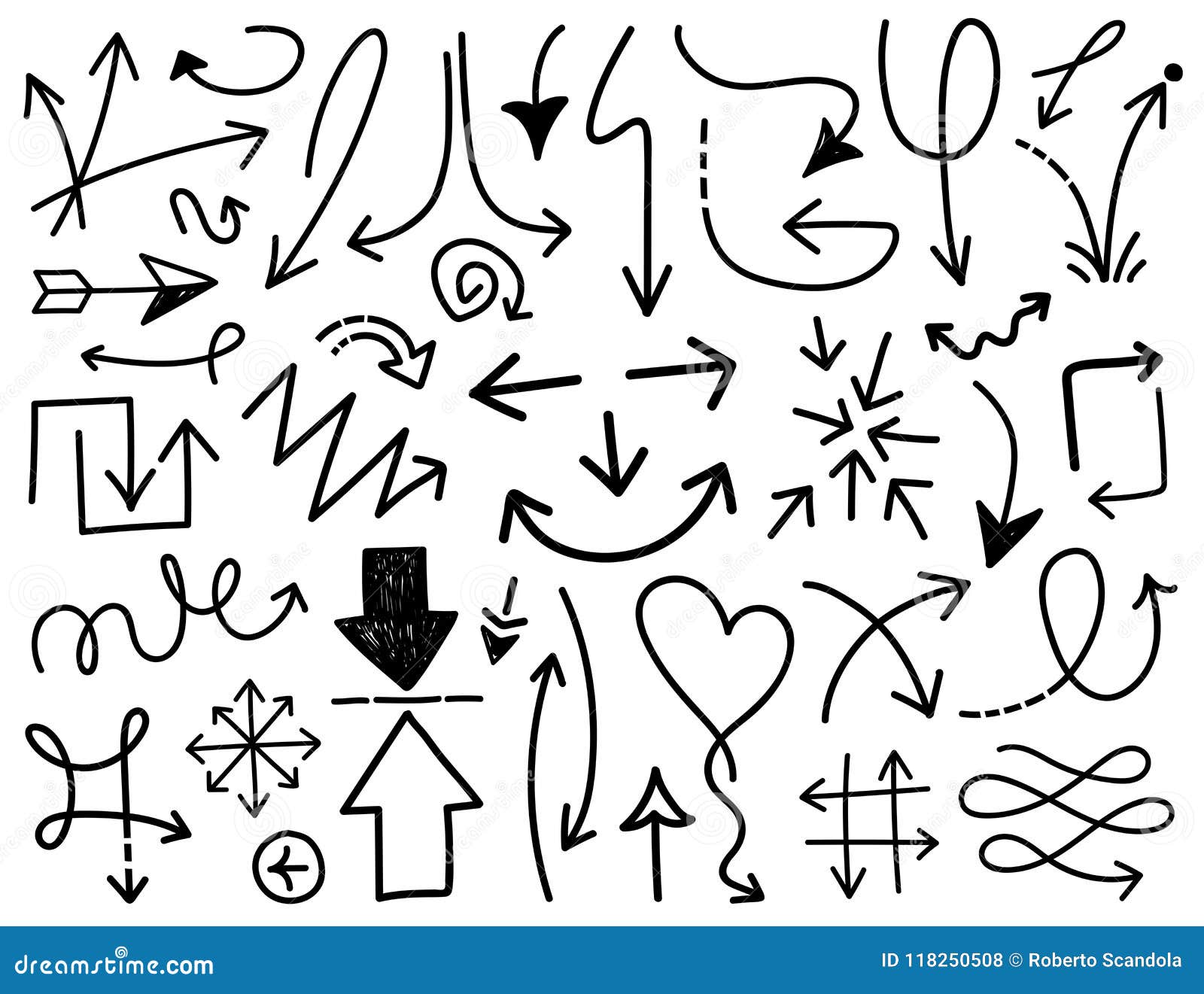 Hand Draw Arrow Vector Set 3 Stock Vector - Illustration of symbol ...