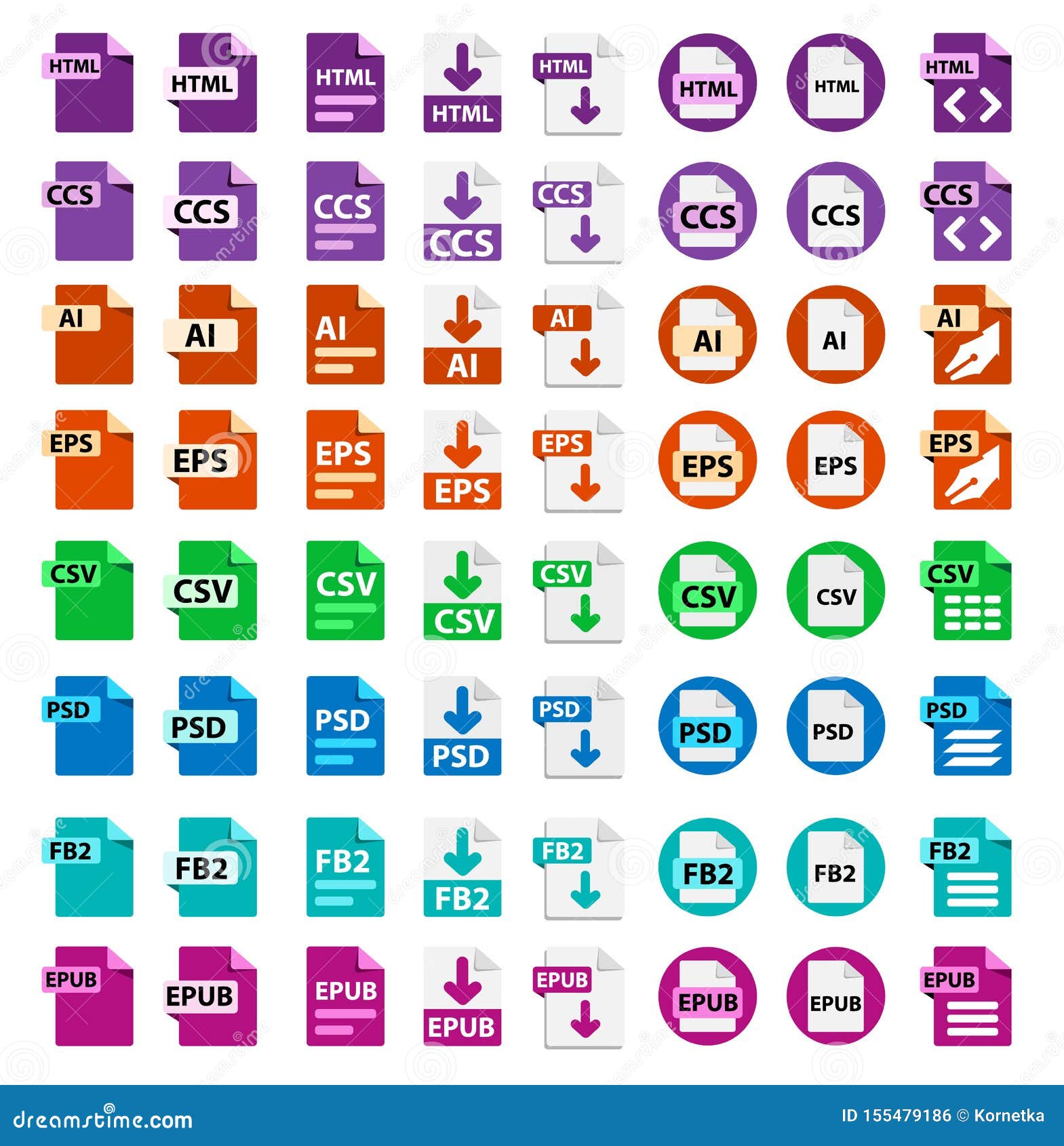 Big Collection of Vector Icons. File Format Extensions Icons Stock ...