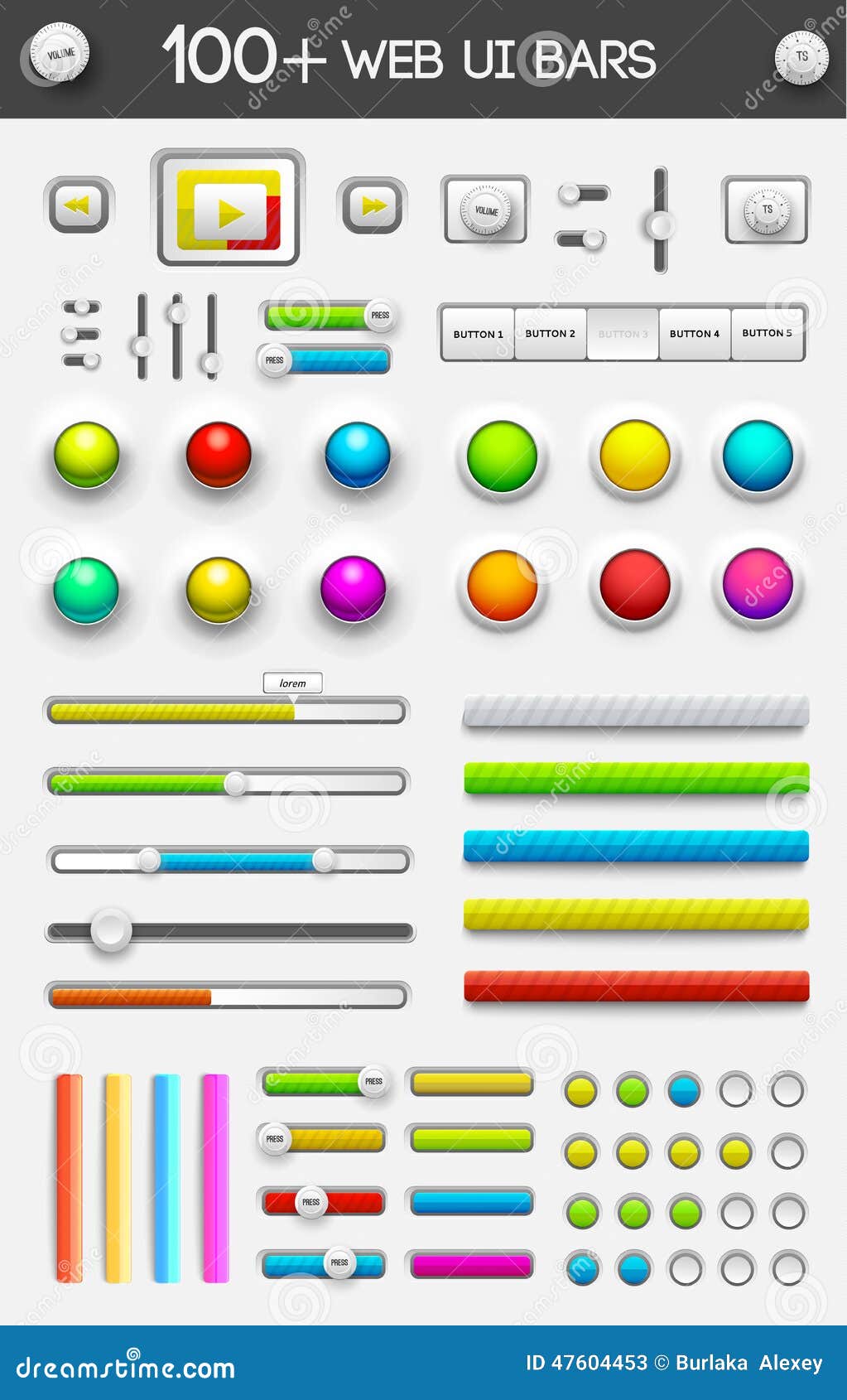 Big Collection of Web Ui Elements. Vector Stock Vector - Illustration ...