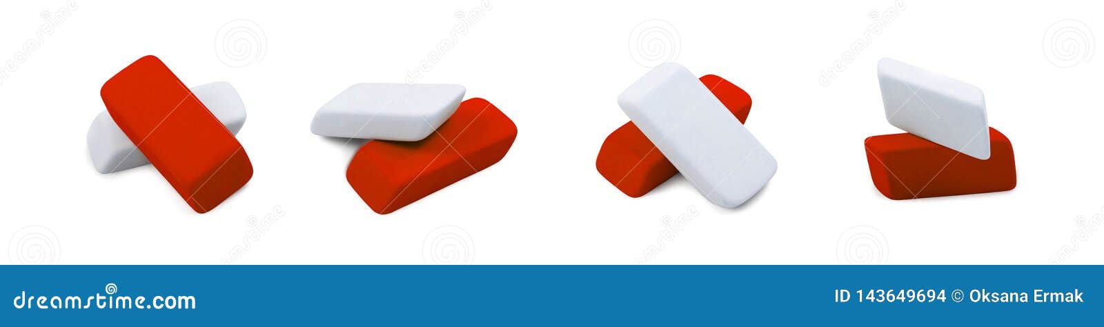 Big Collection of White and Blue Erasers Isolated Stock Photo - Image ...