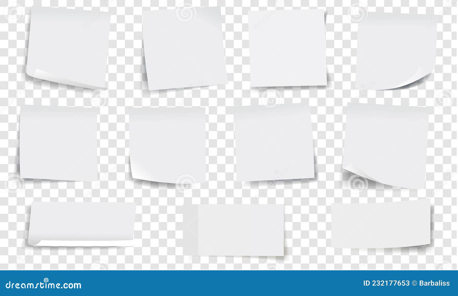 Big Collection of White Sticker Notes Transparent Background Stock ...