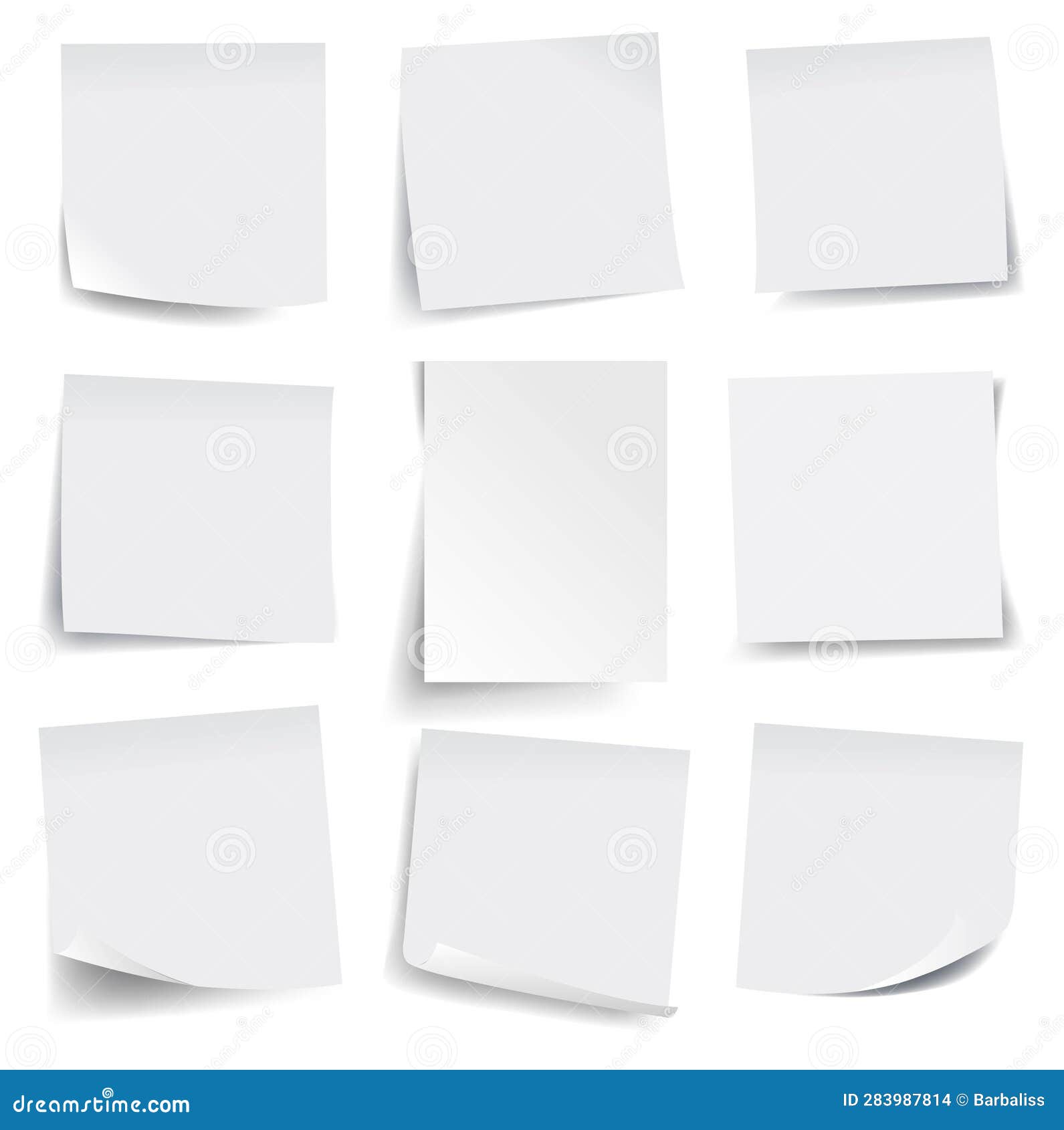 Big Collection of White Sticky Notes Stock Vector - Illustration of ...