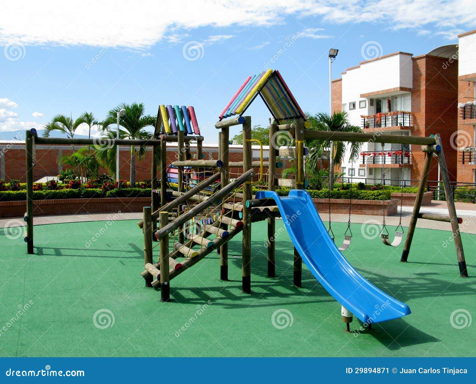 Children Playground Equipment. Stock Image - Image of clouds, fitness ...