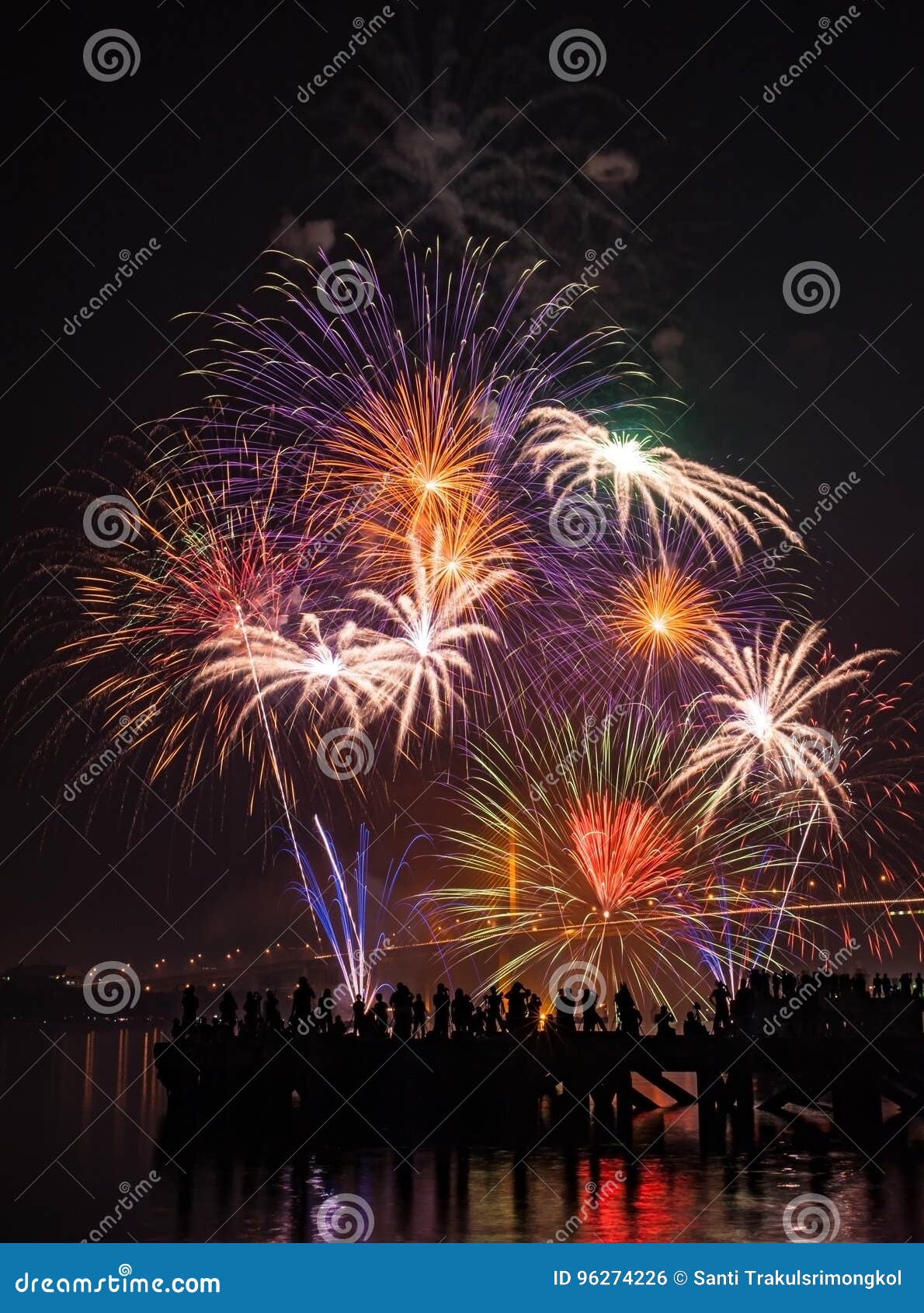 Big and Colorful Firework Explode in Dark Sky in Celebration Time Stock ...