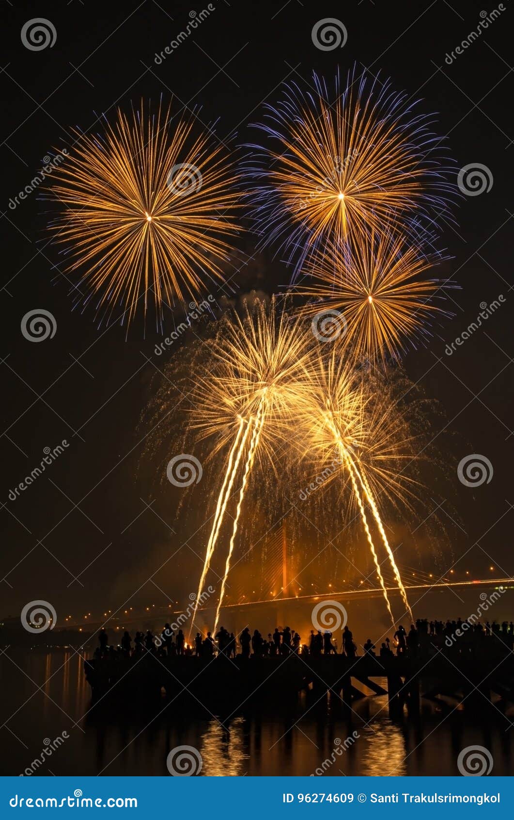 Big and Colorful Firework Explode in Dark Sky in Celebration Time Stock ...